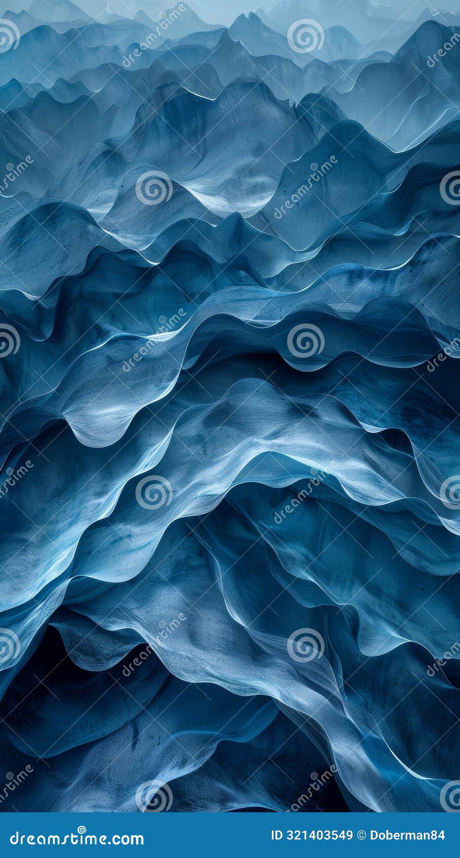 Abstract Layered Blue Texture Resembling Ocean Waves or Mountains Stock ...