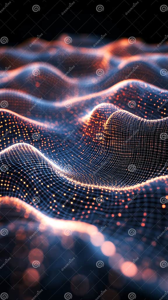 Abstract Layered Data Pattern with Overlapping Grids and Vibrant Glow ...