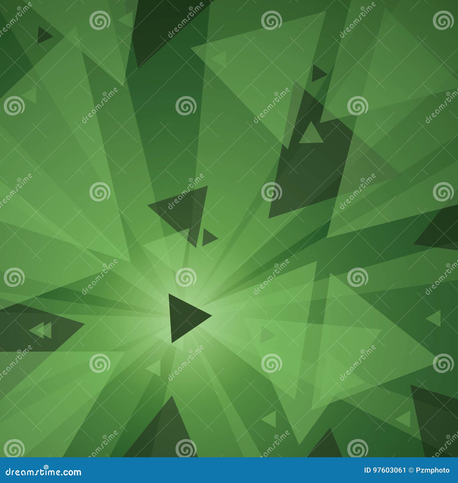 Abstract Layered Green Triangle Pattern, Fun Contemporary Art ...