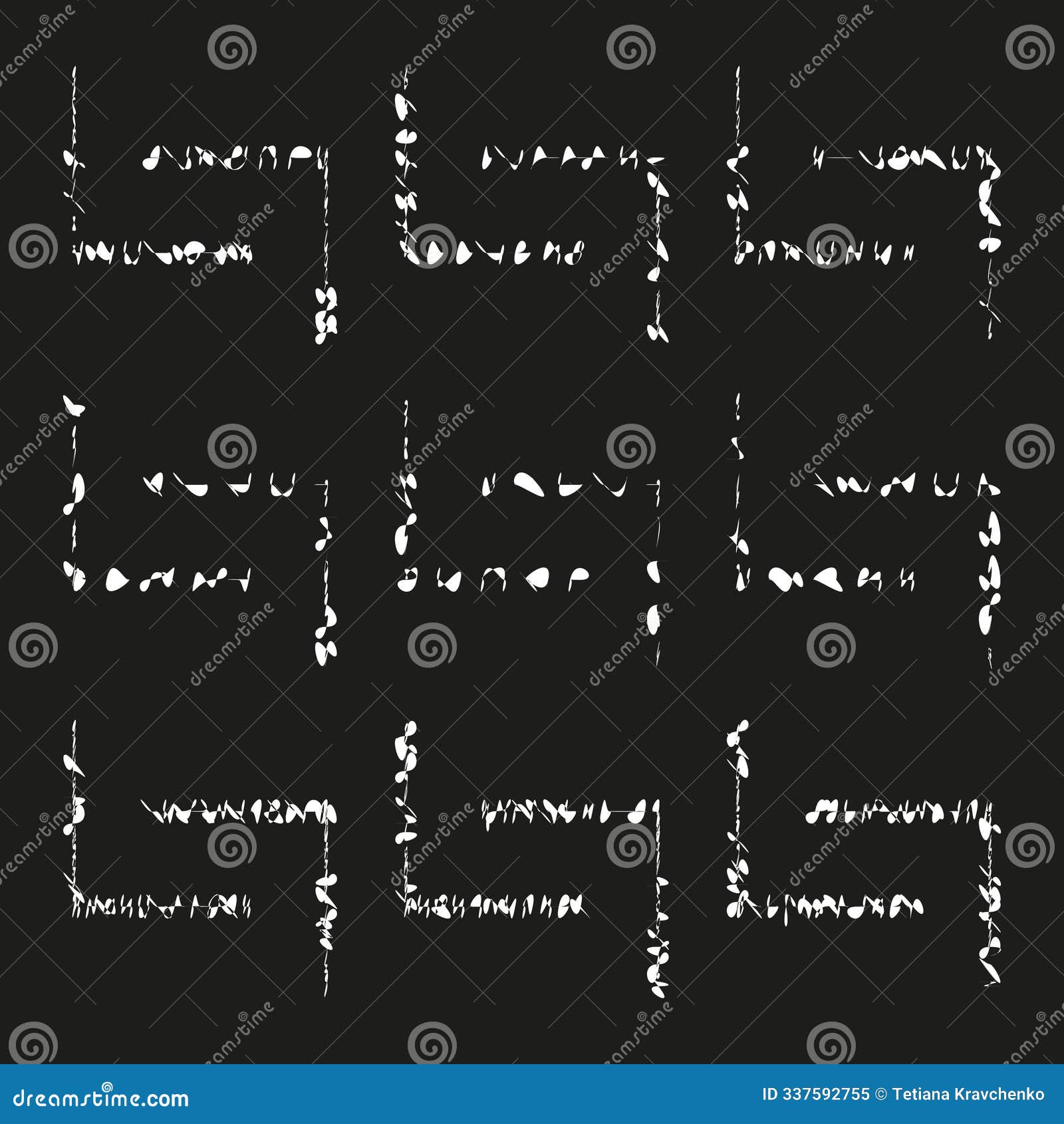 Abstract Leaf Border Set. Delicate White Foliage. Decorative Corner ...