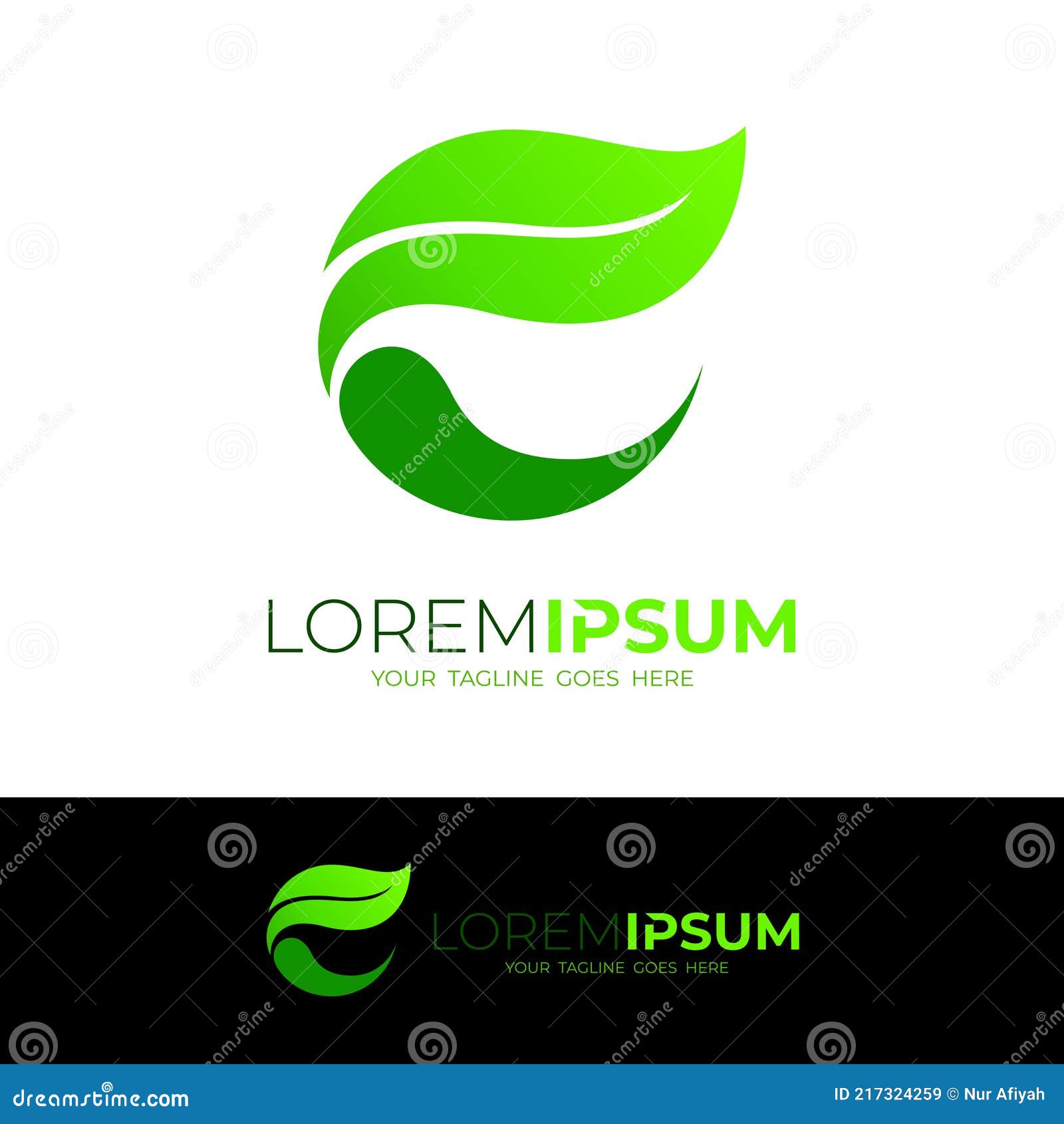 Abstract Leaf Logo with Letter E Design, Green Logos Stock Vector ...