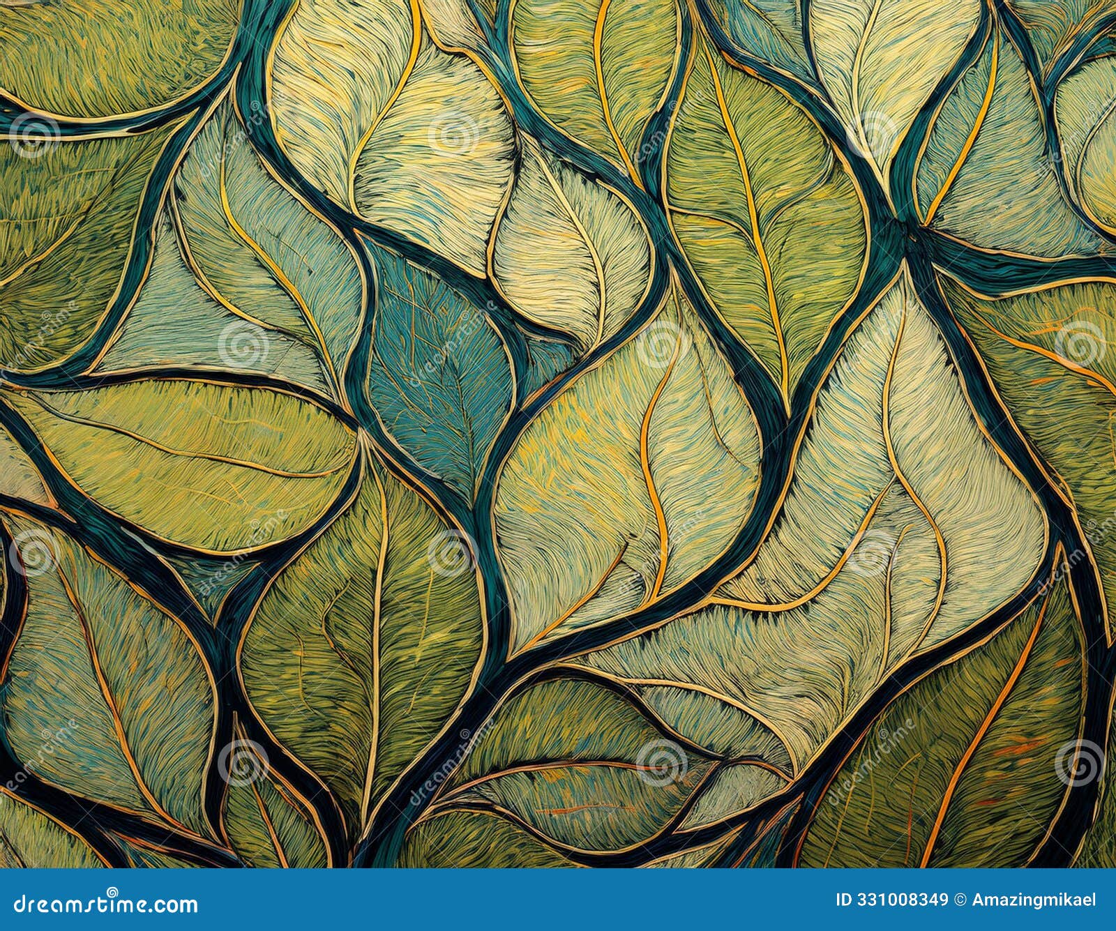 Abstract Leaf Veins Illustration Exaggerated Lines and Shapes ...