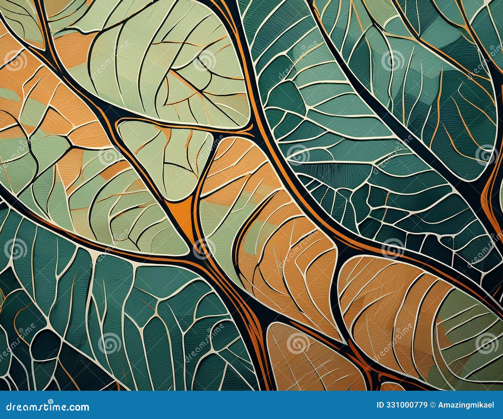 Abstract Leaf Veins Illustration Exaggerated Lines and Shapes ...