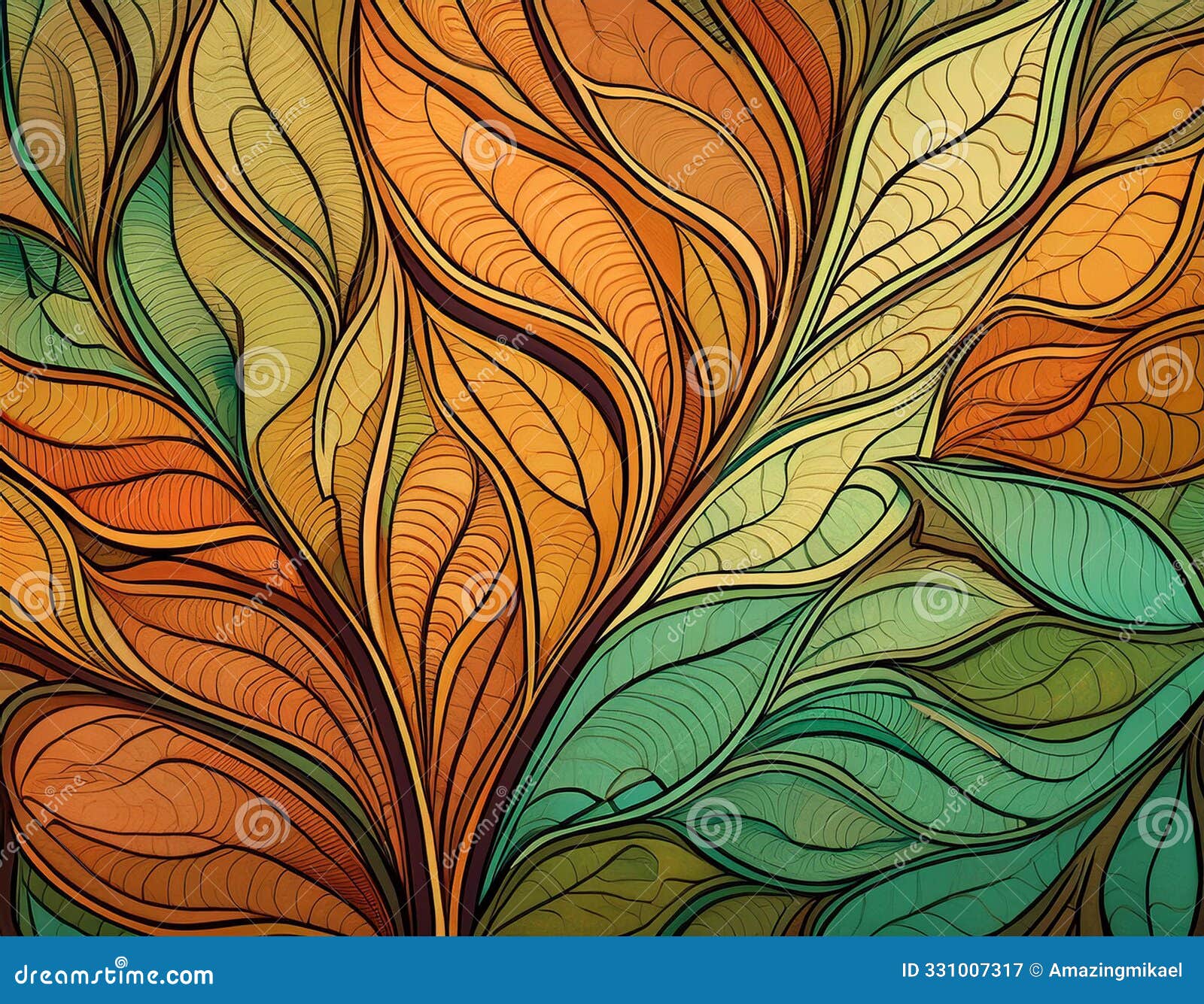 Abstract Leaf Veins Illustration Exaggerated Lines and Shapes ...