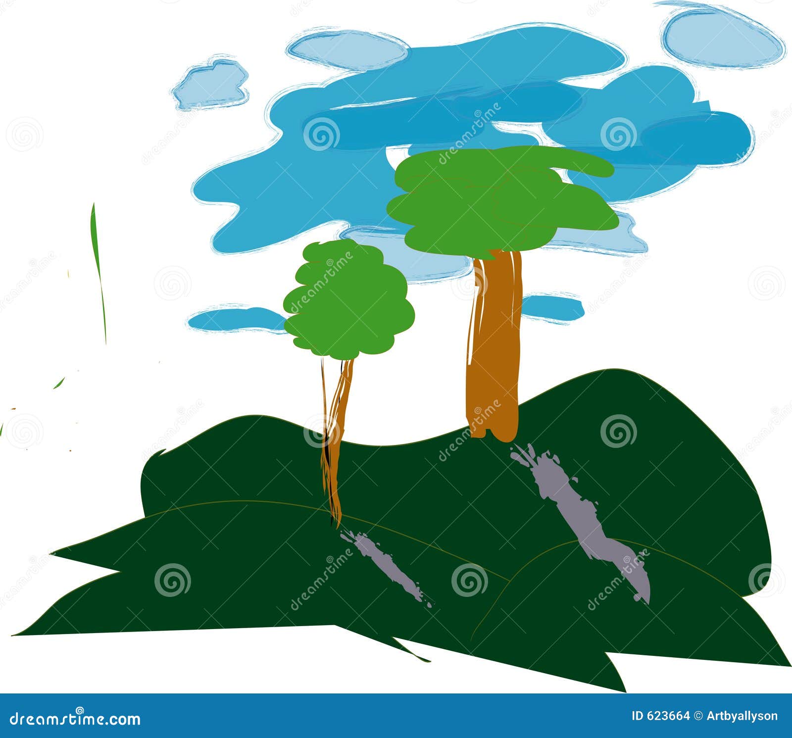 Abstract Leaves Blowing Off Tree Stock Illustration - Illustration of ...