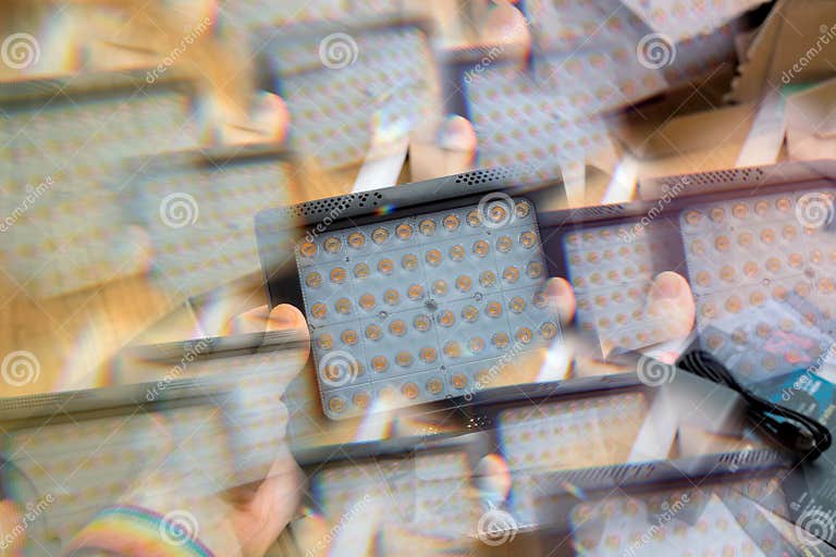 Abstract LED Light Panel with Multiple Reflections Stock Photo - Image ...