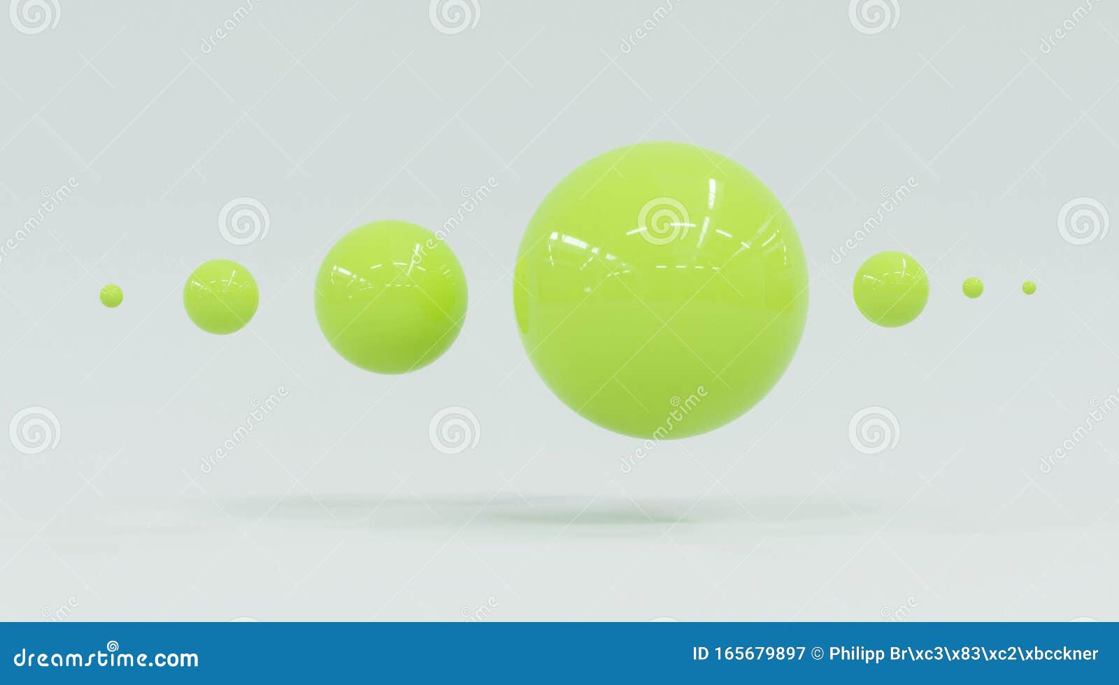 Abstract Lemon Green Spheres with Glossy Surface, on White Matte ...