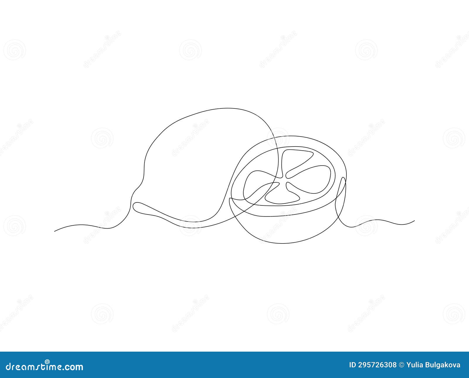 Abstract Lemon and Half Continuous One Line Art Drawing Stock Vector ...