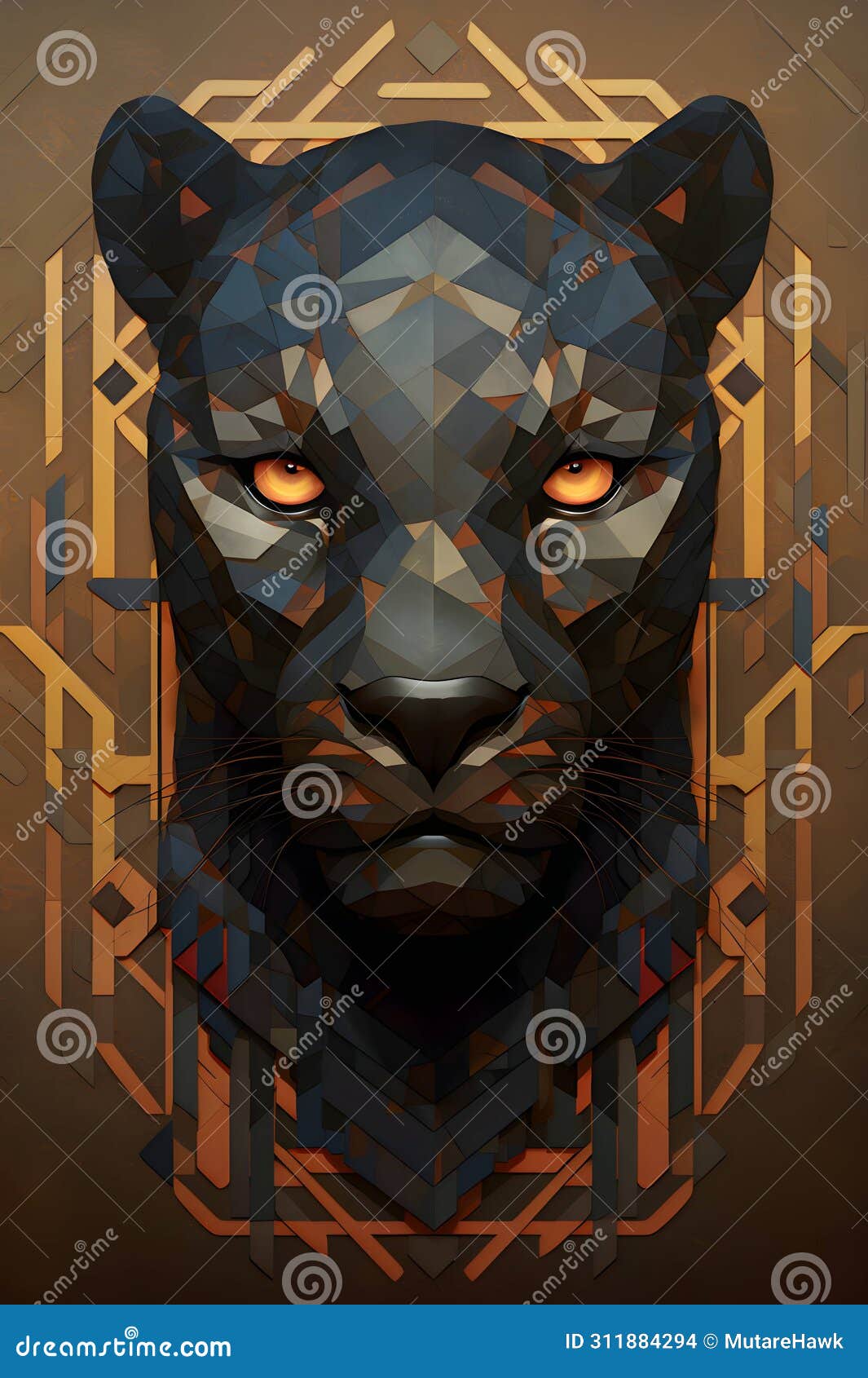 Abstract Leopard Portrait in a Low Poly Style. Vector Illustration ...