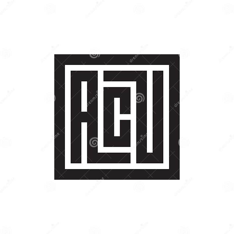 Abstract Letter ACU Logo Monogram, Square Shape Typography Logo Stock ...