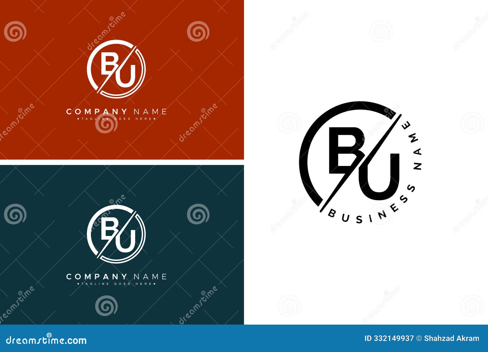 Abstract Letter BU Logo - Initial Monogram Template for Alphabet B and ...