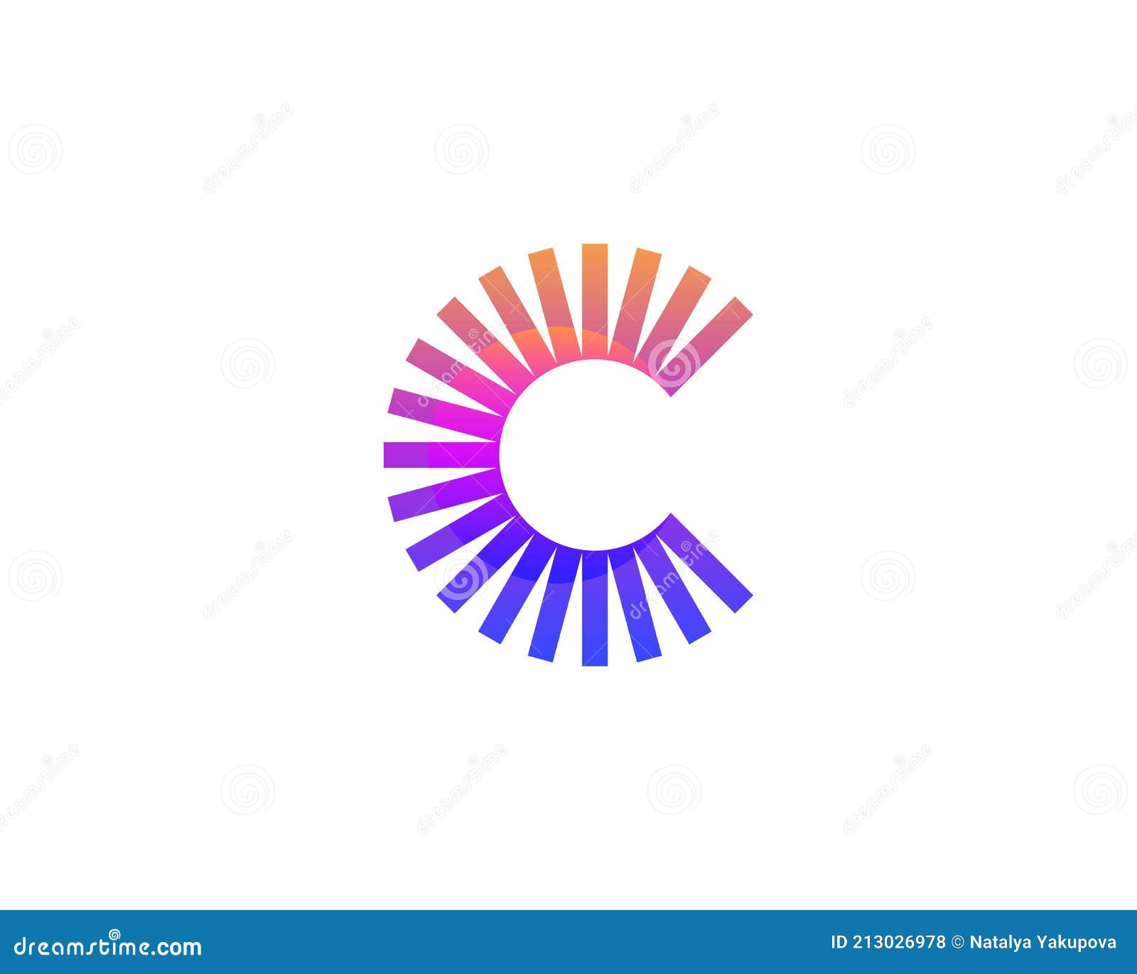 Abstract Letter C from Bright Gradient Lines, Stripes. Application Icon ...