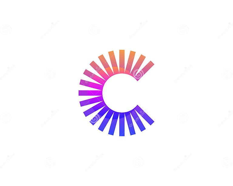 Abstract Letter C from Bright Gradient Lines, Stripes. Application Icon ...
