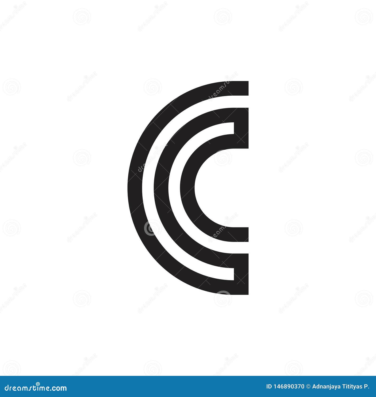 Abstract Letter Cc Linked Curves Geometric Line Logo Stock Vector ...