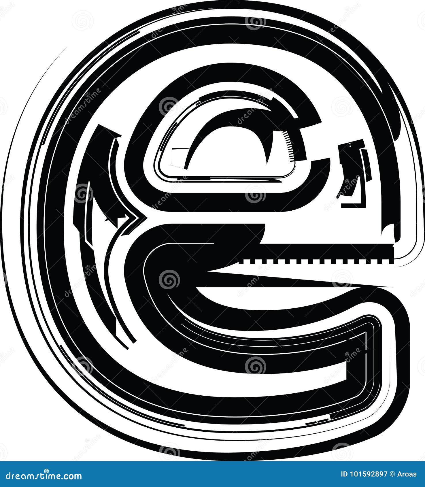 Abstract Letter e stock vector. Illustration of isolated - 101592897