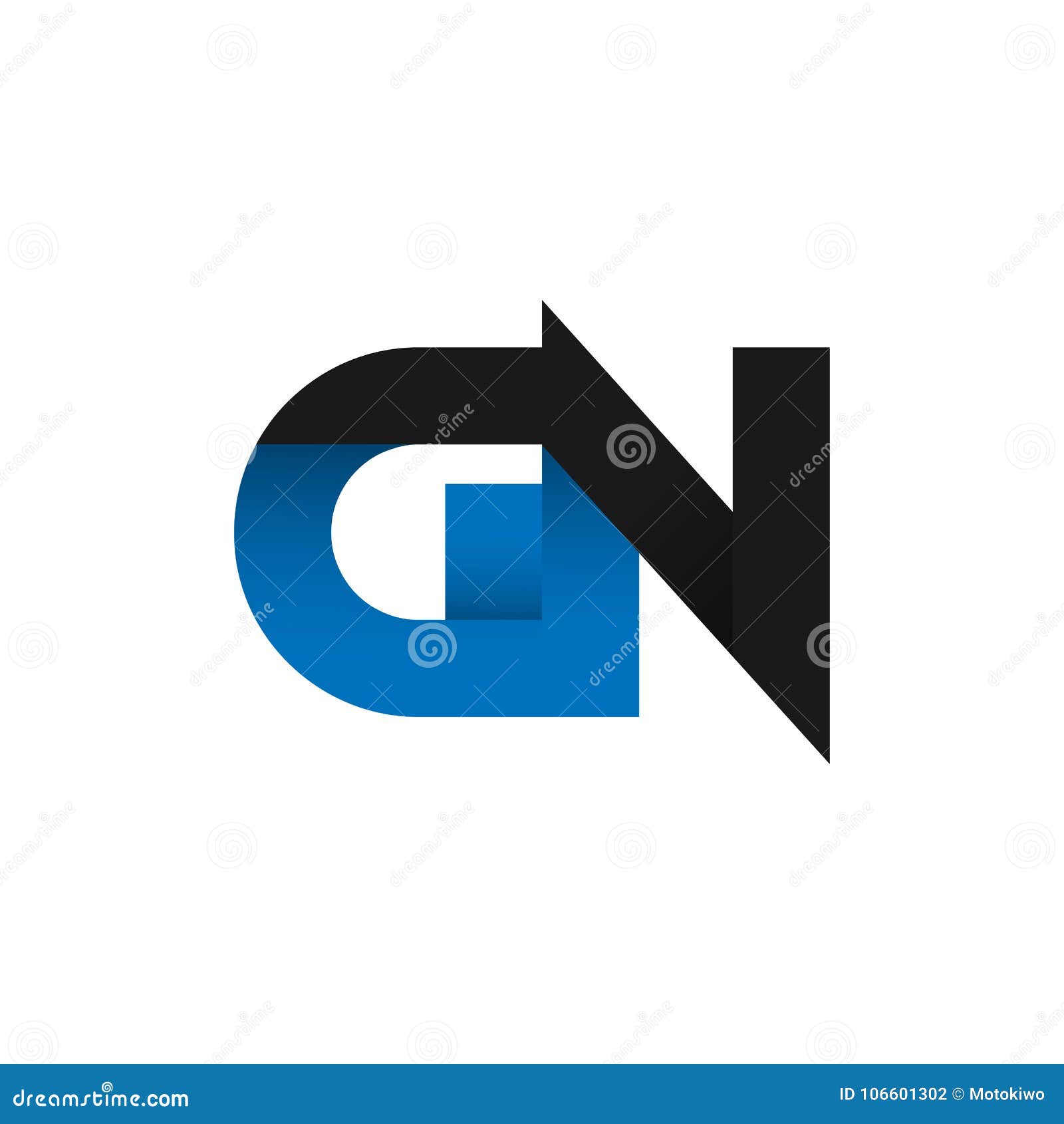 Abstract Letter GN Logo Design Idea. Stock Vector - Illustration of ...