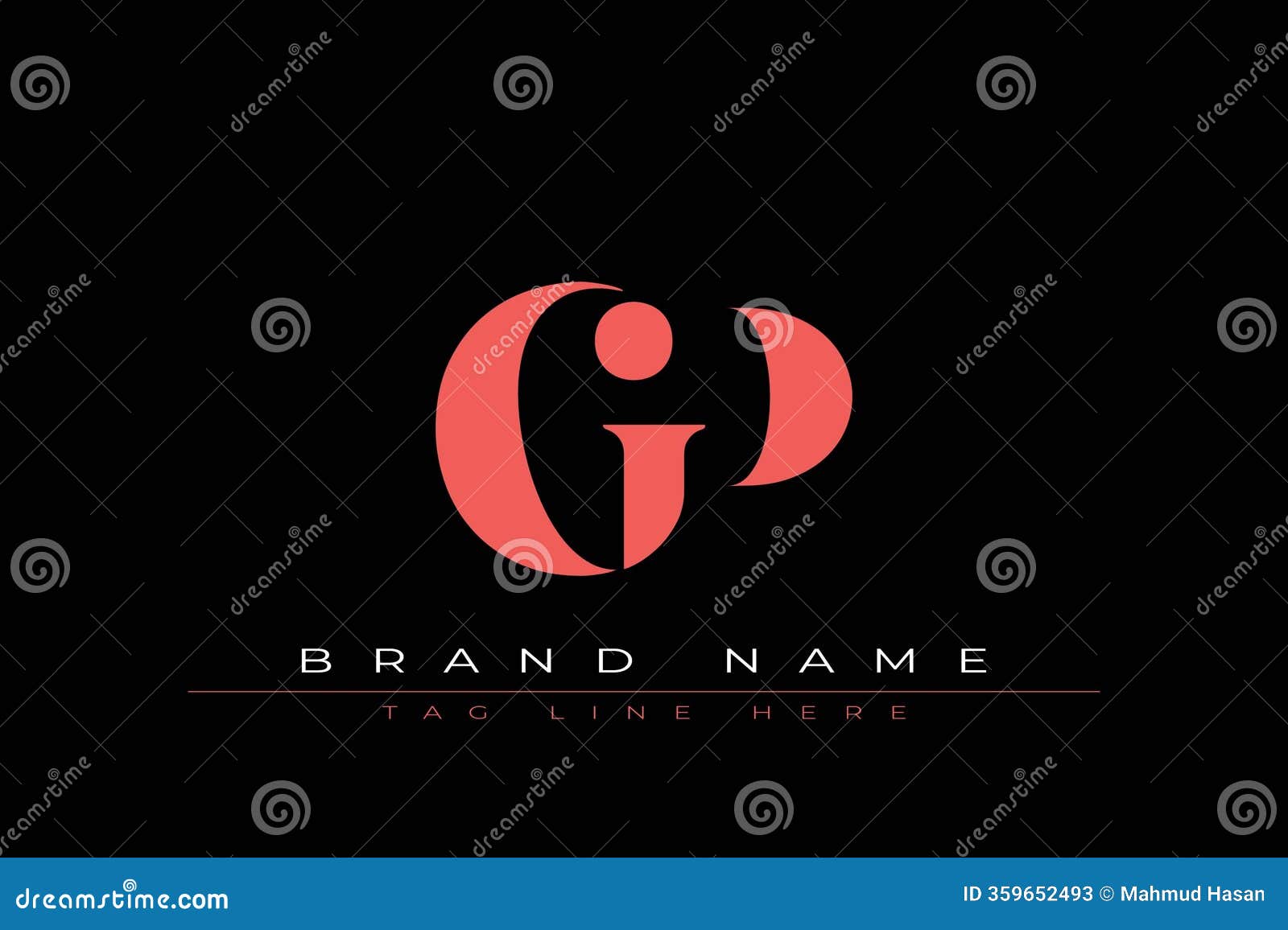 Abstract Letter GP Minimal Logo Design Template Stock Vector ...