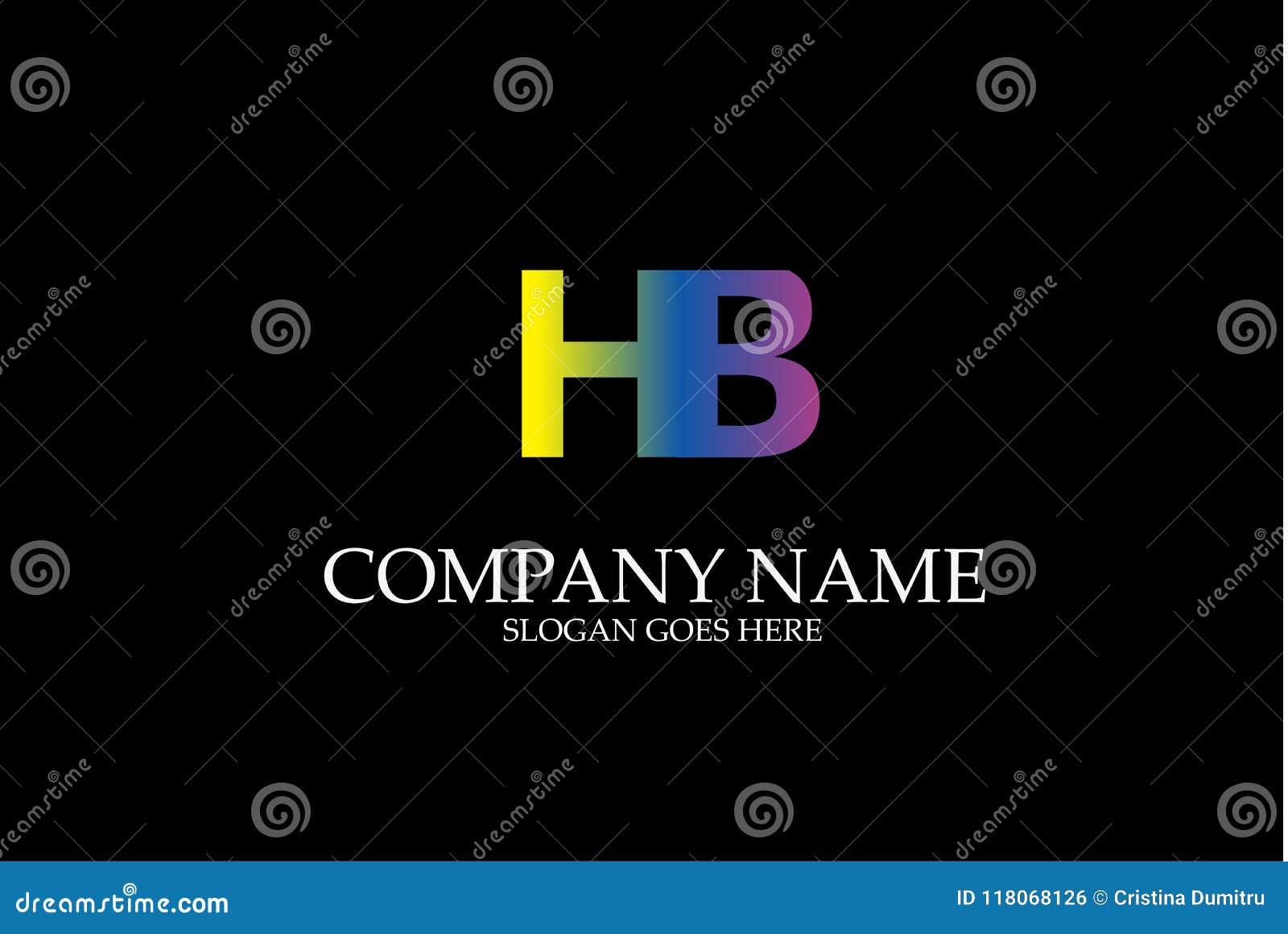 Abstract Letter HB Colorful Square Logo Vector Logotype Template. Stock ...