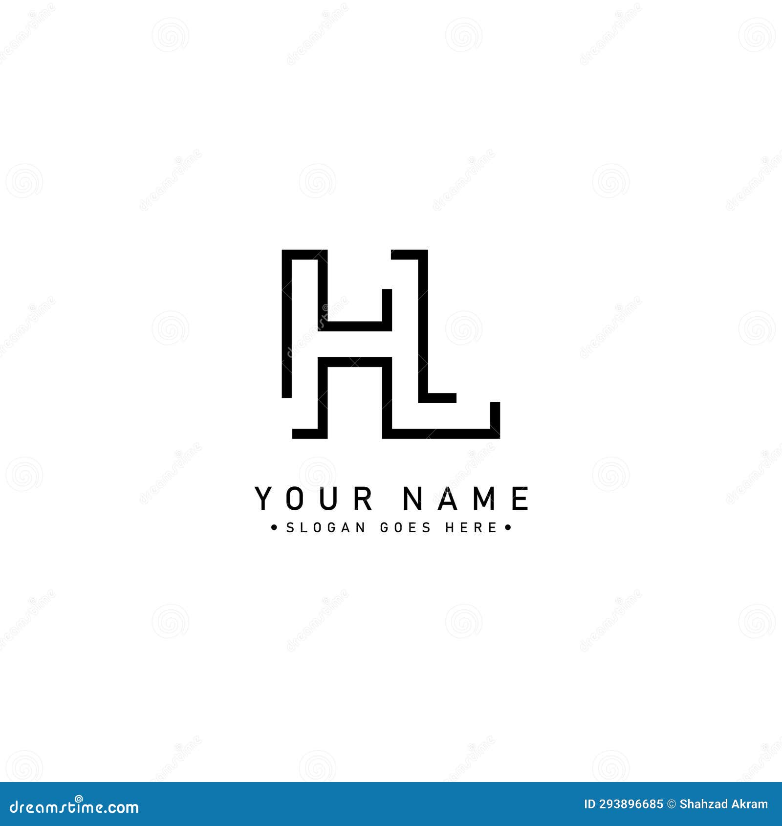 Abstract Letter HL Logo - Initial Monogram Template for Alphabet H and ...