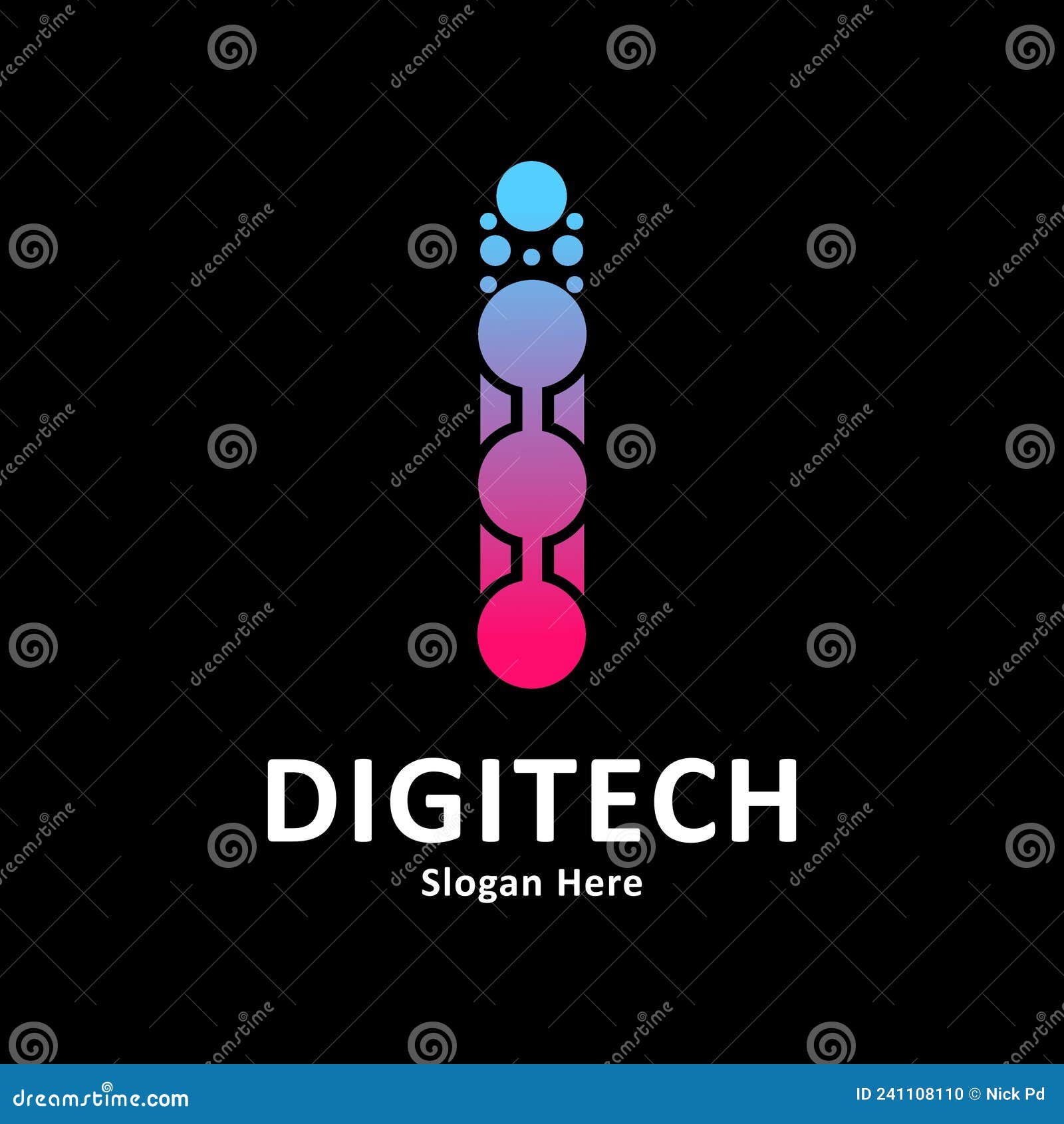 Abstract Letter I with Molecule Element and Dots Connection Vector ...