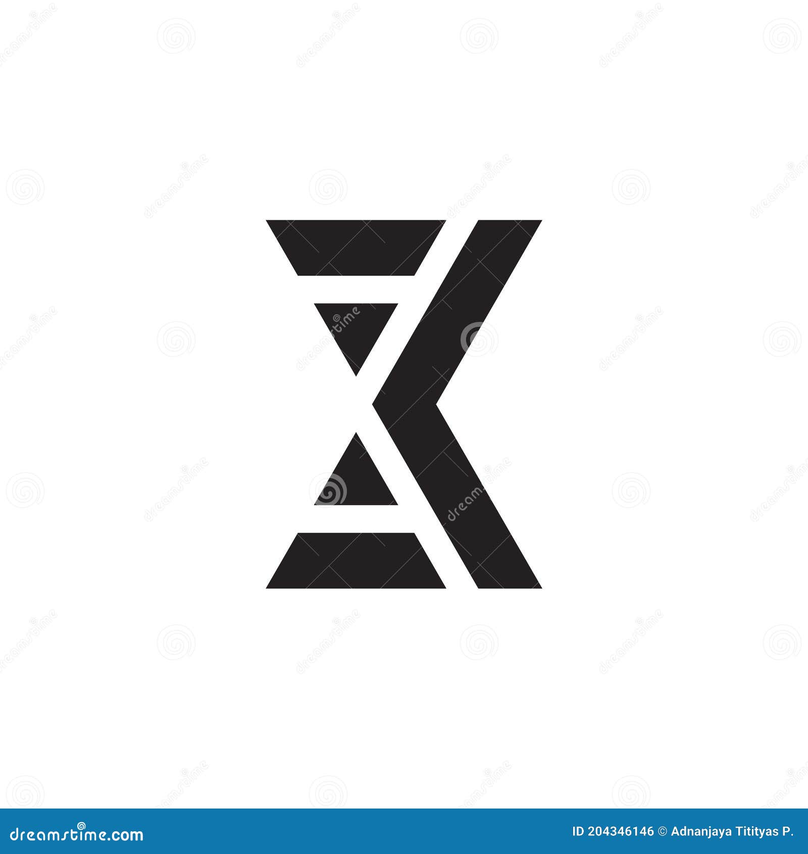 Abstract Letter Kx Geometric Negative Space Logo Vector Stock Vector ...