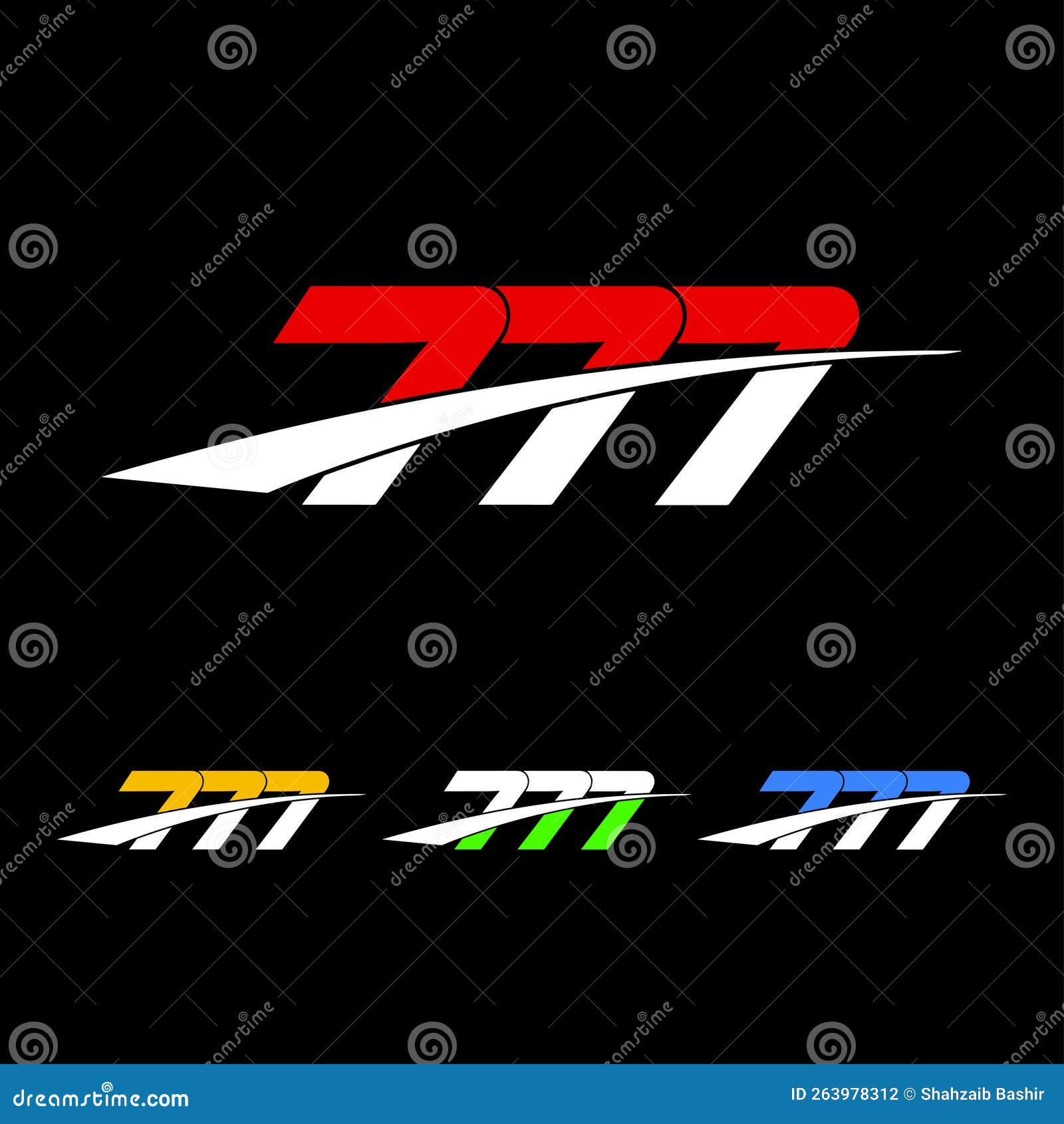 Abstract Letter 777 Logo Template Stock Vector - Illustration of cinema ...