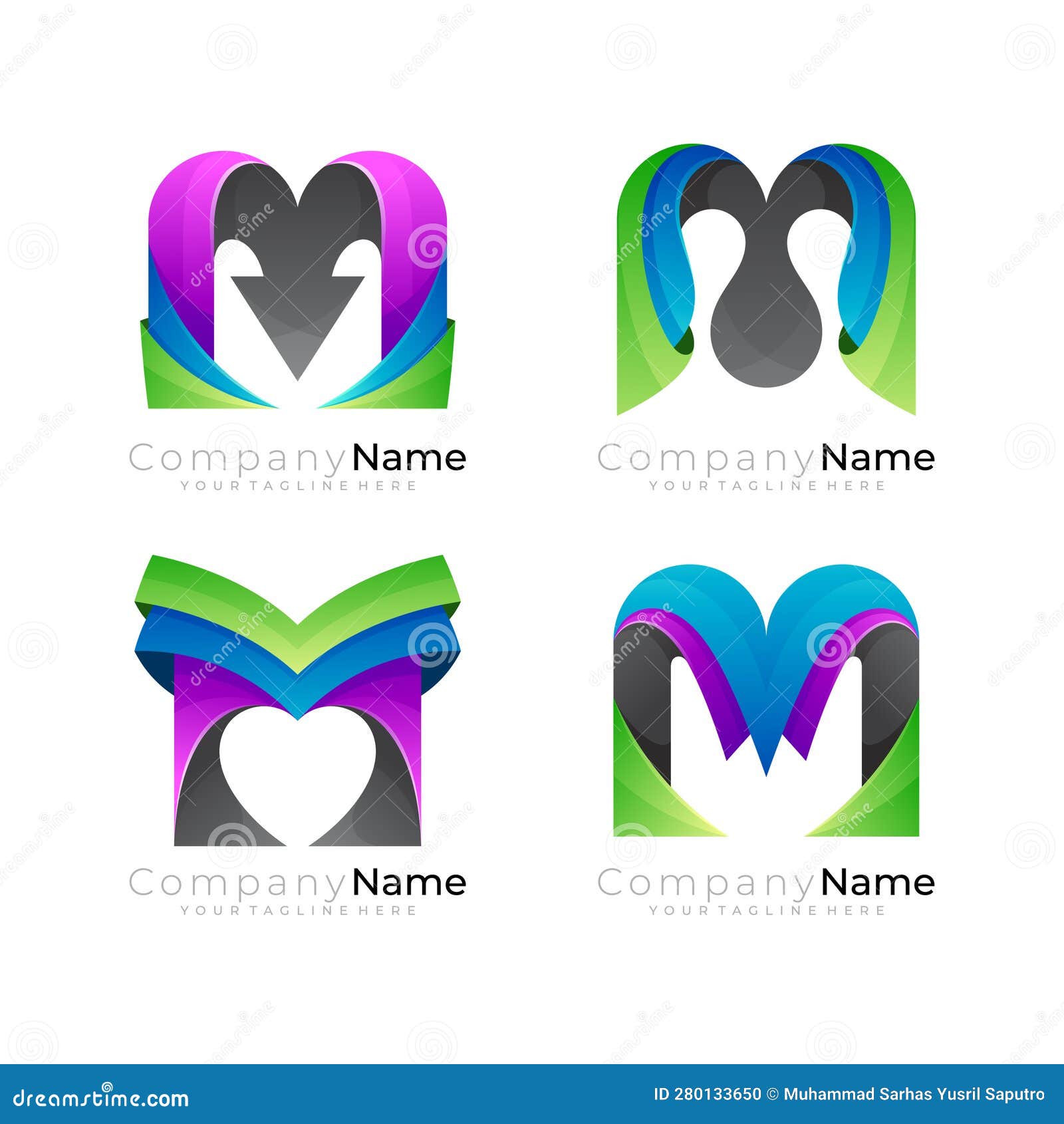 Abstract Letter M Logo with Design Combination, 3d Style Stock Vector ...