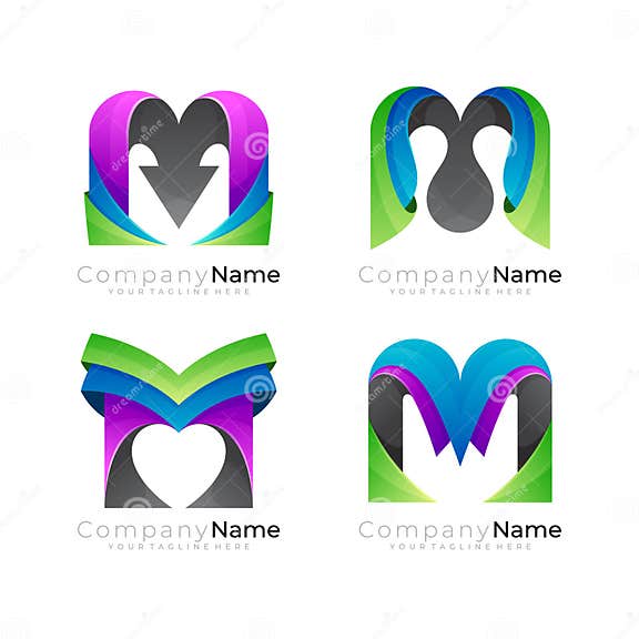 Abstract Letter M Logo with Design Combination, 3d Style Stock Vector ...