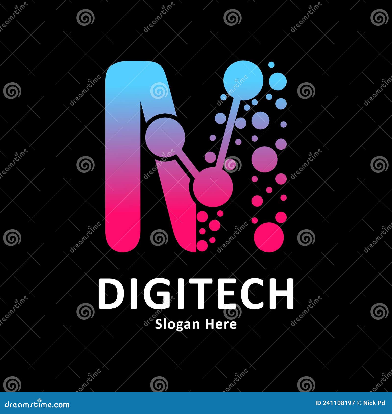 Abstract Letter M with Molecule Element and Dots Connection Vector ...