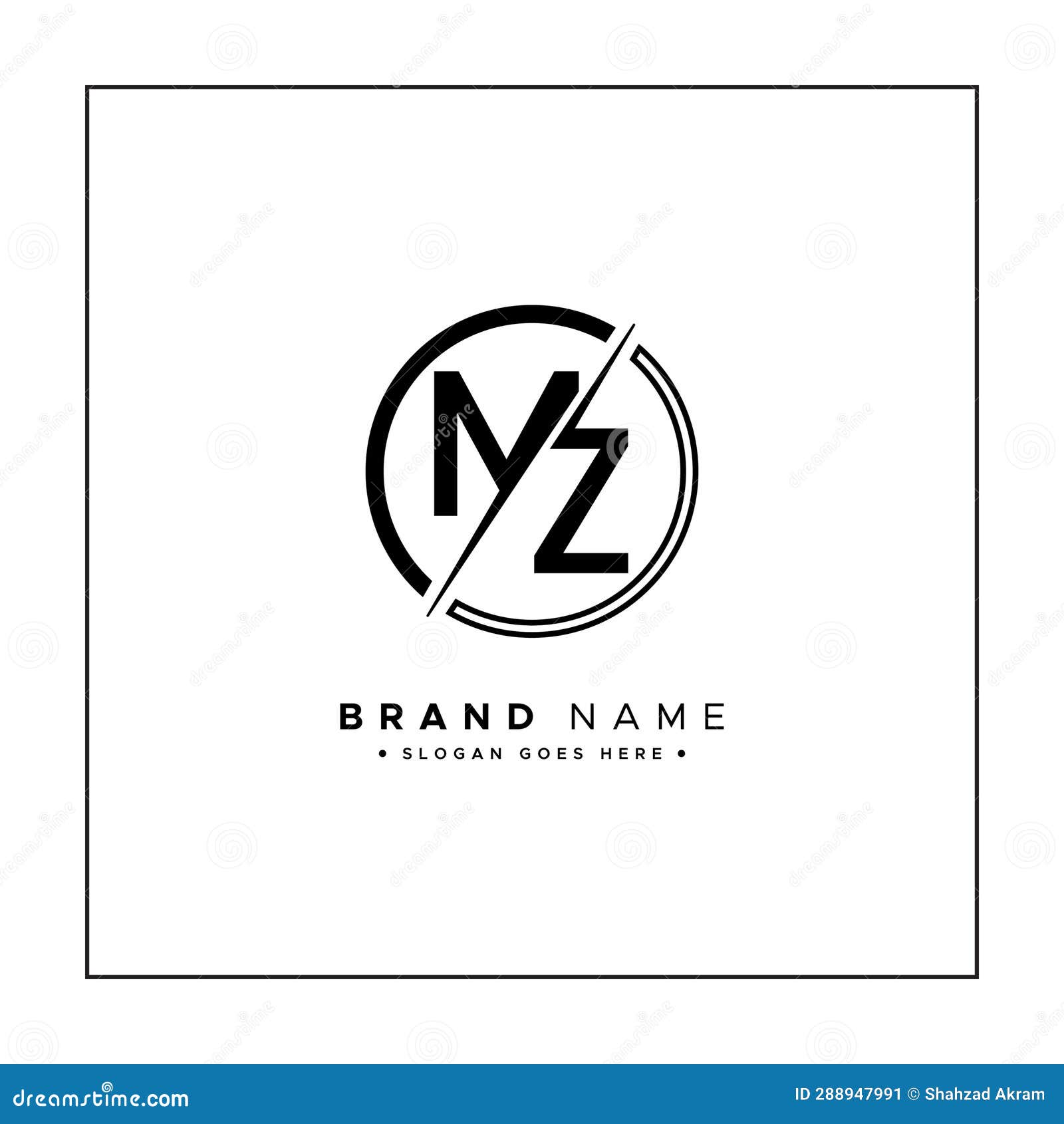 Abstract Letter MZ Logo - Initial Monogram Template for Alphabet M and ...