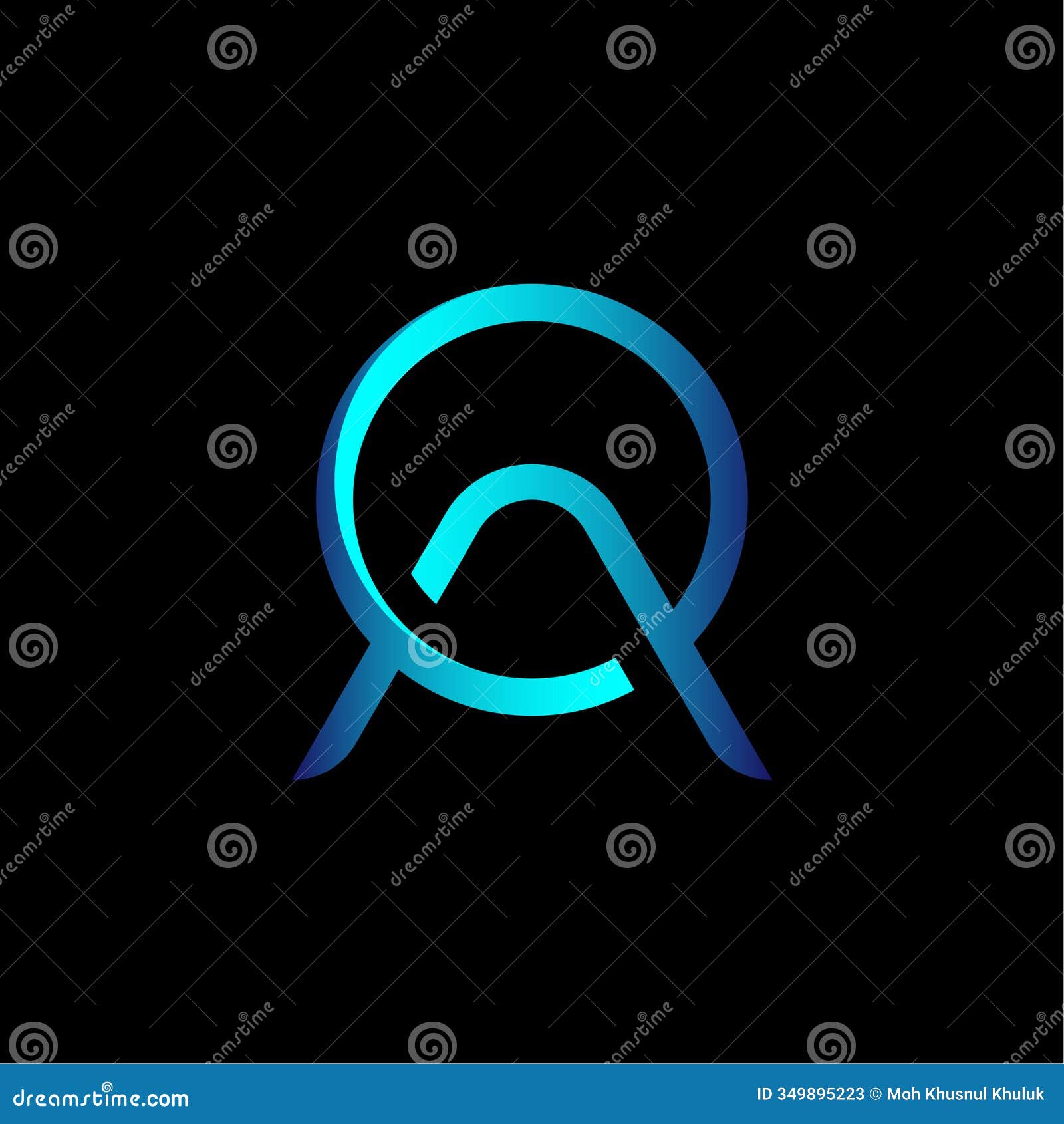 ABSTRACT LETTER OAQ MONOGRAM LOGO Blue Gradient Color Stock ...
