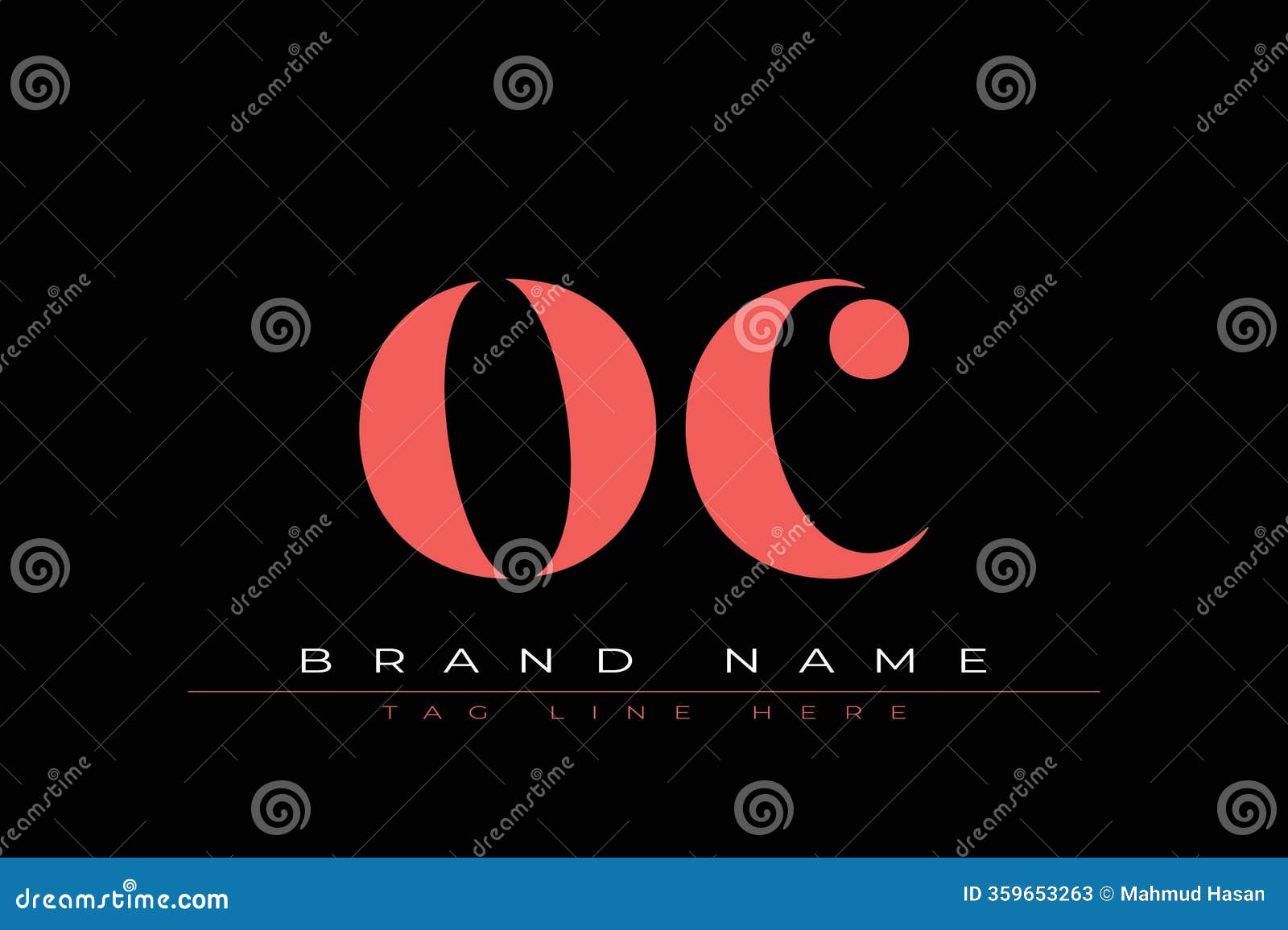 Abstract Letter OC Minimal Logo Design Template Stock Vector ...