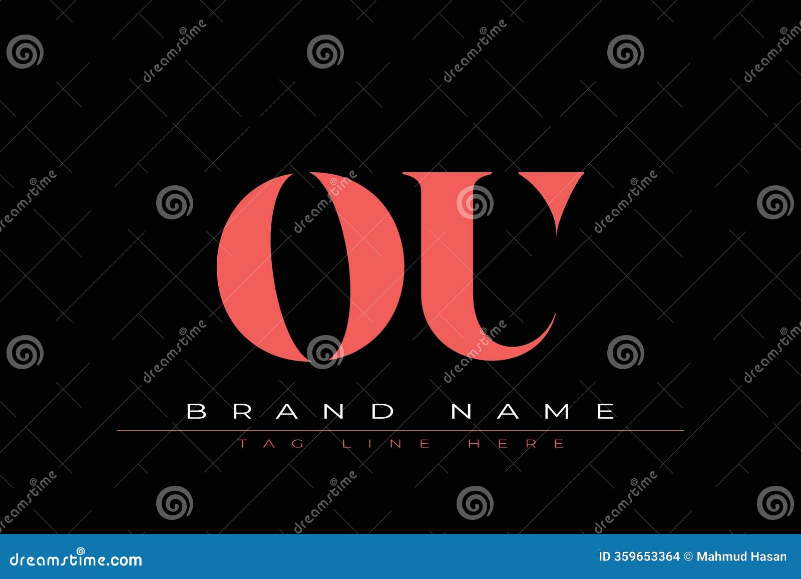 Abstract Letter OU Minimal Logo Design Template Stock Vector ...
