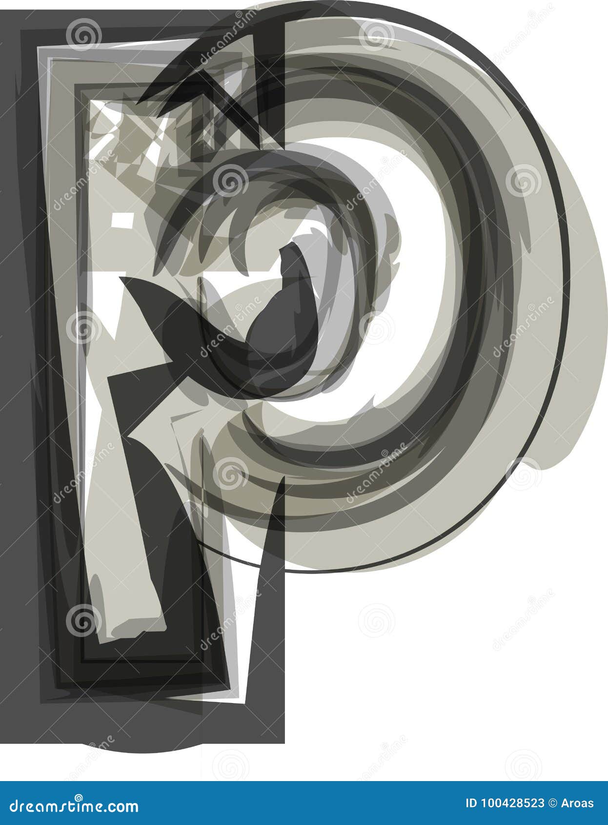 Abstract Letter p stock vector. Illustration of script - 100428523