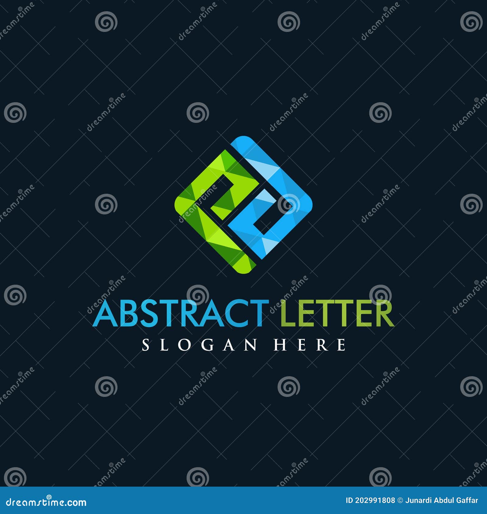 Abstract Letter PD Logo. Polygon Style. Dark Background. Vector ...