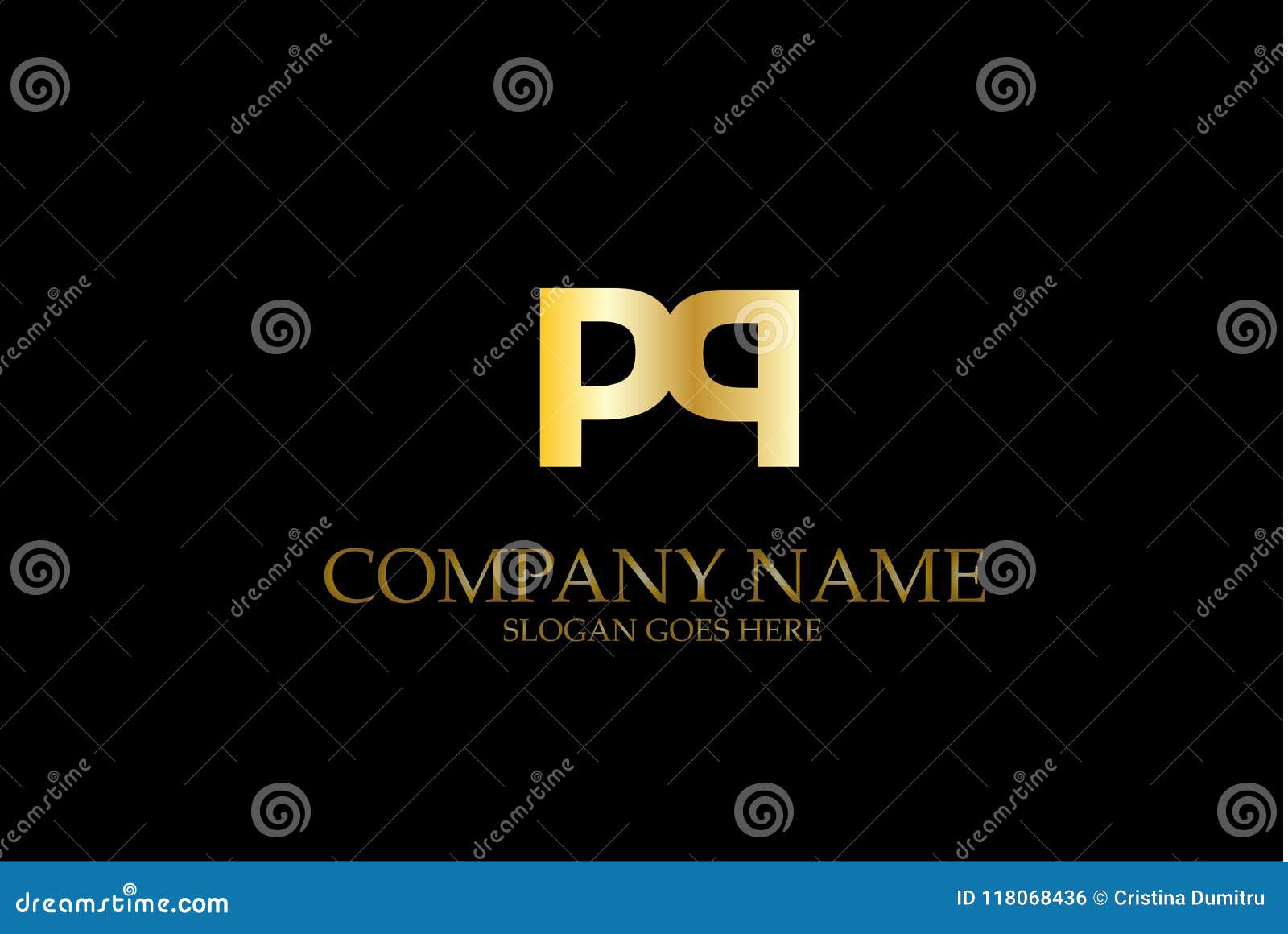 Abstract Letter PP Golden Vector Logotype Template Design. Stock Vector ...