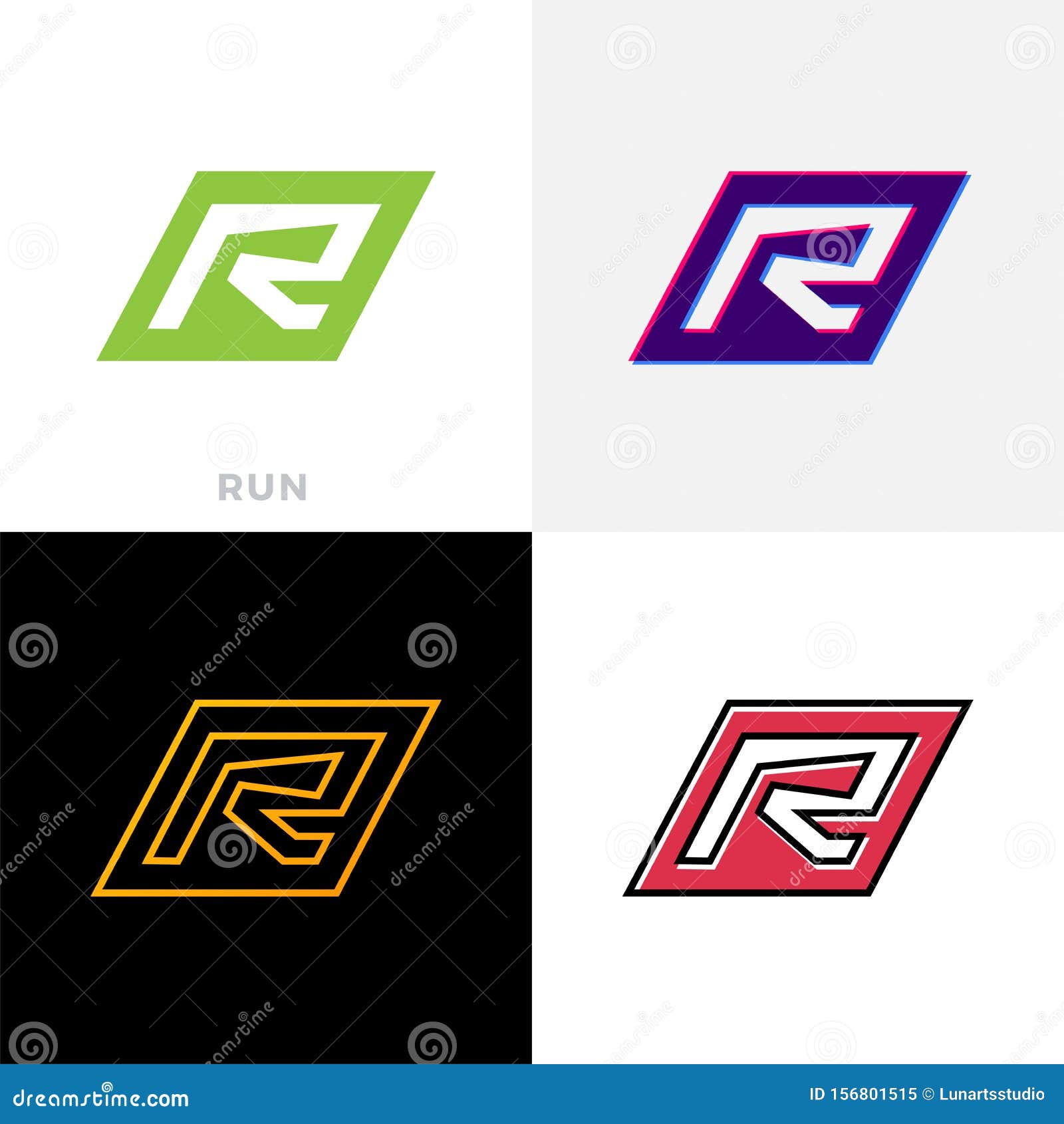 Abstract Letter R Run Logo Design Template. Dynamic Vector Unusual Font ...