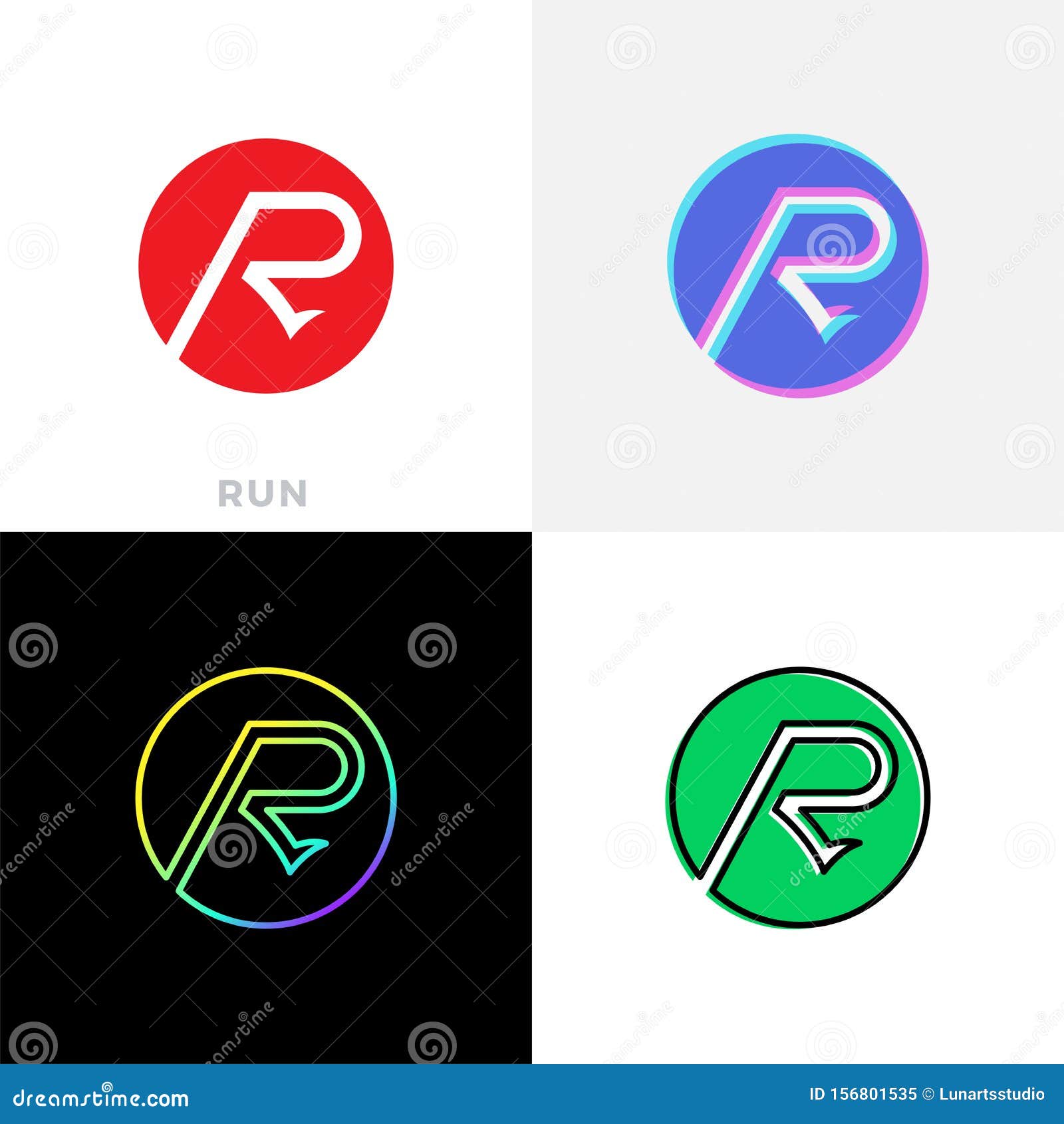 Abstract Letter R Run Logo Design Template. Dynamic Vector Unusual Font ...