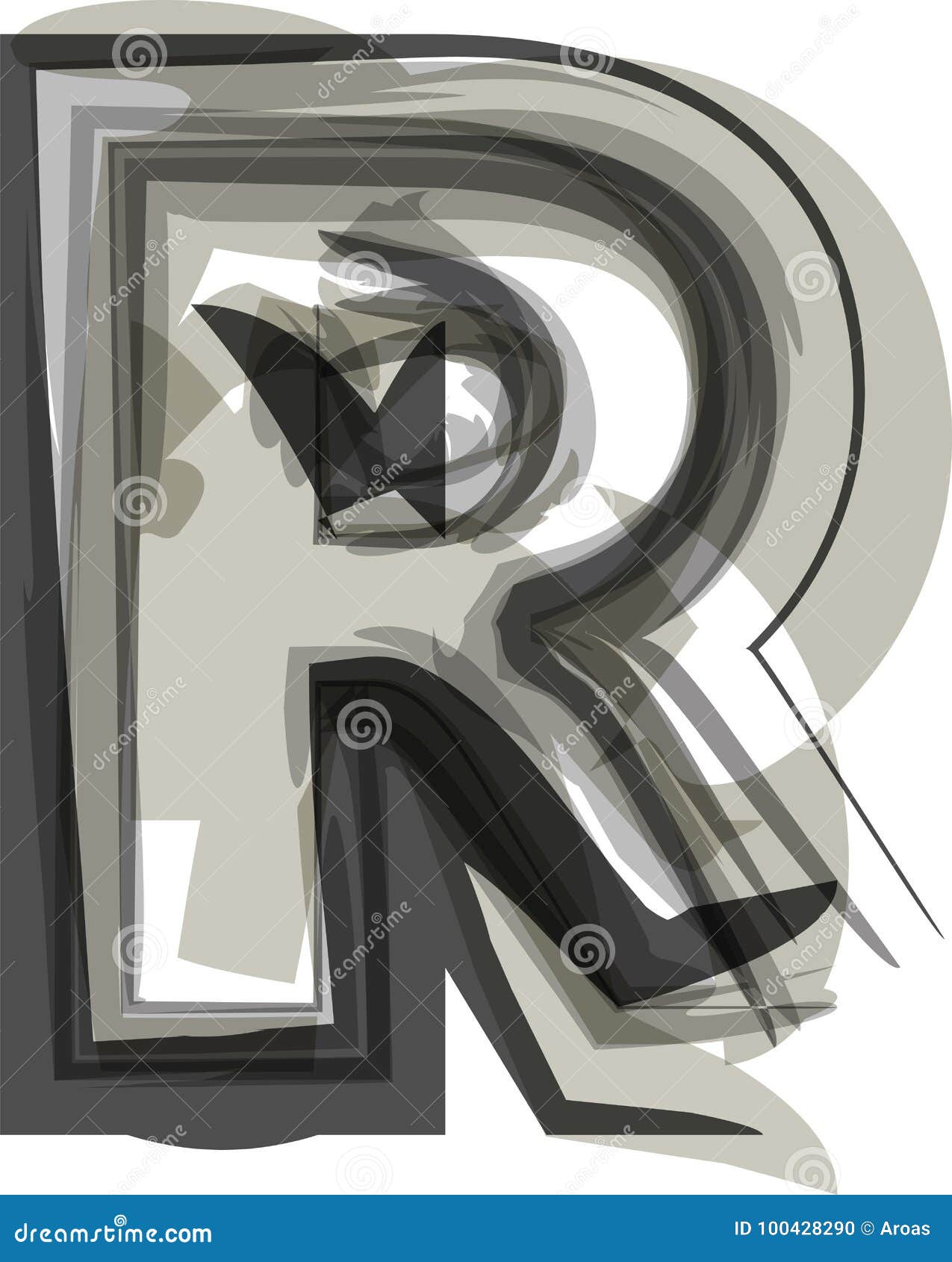 Abstract Letter R stock vector. Illustration of freehand - 100428290