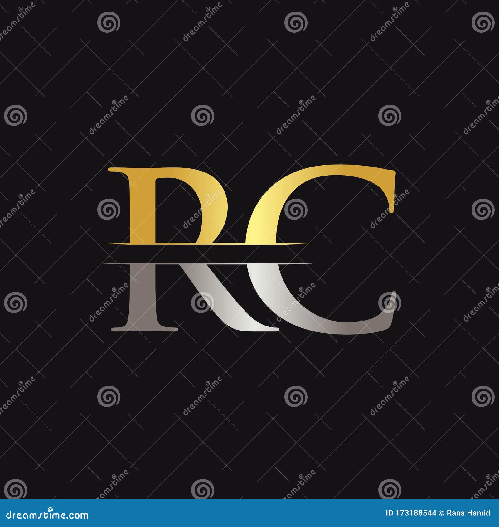 Abstract Letter RC Logo Design Vector Template. Creative Gold and ...