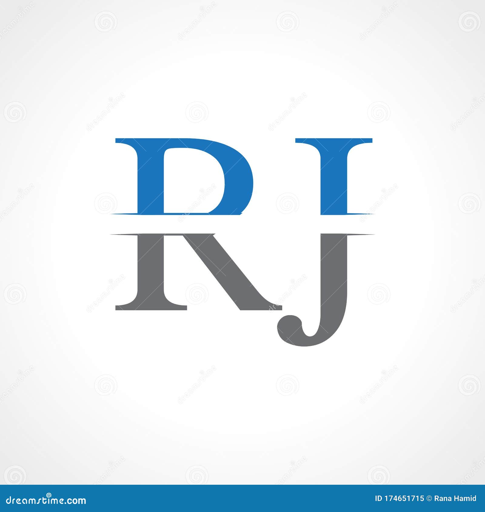 Abstract Letter RJ Logo Design Vector Template. Creative Blue and Grey ...