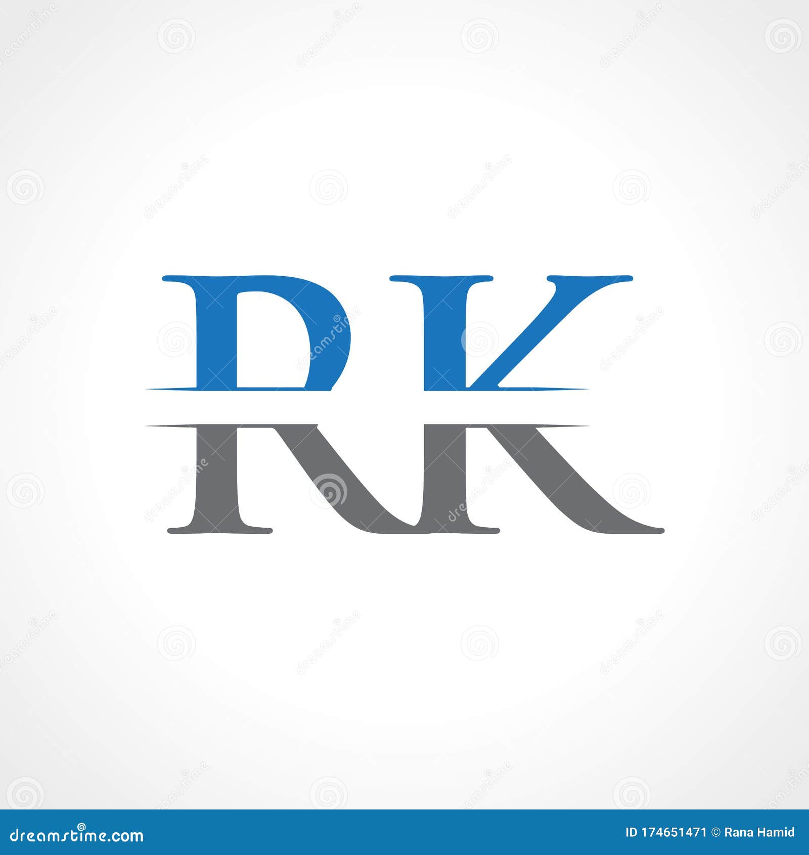 Abstract Letter RK Logo Design Vector Template. Creative Blue and Grey ...