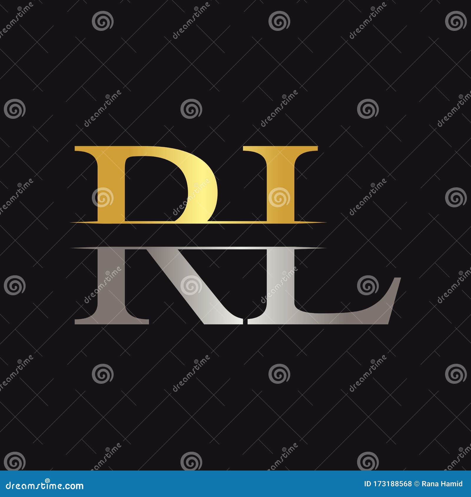 Abstract Letter RL Logo Design Vector Template. Creative Gold and ...