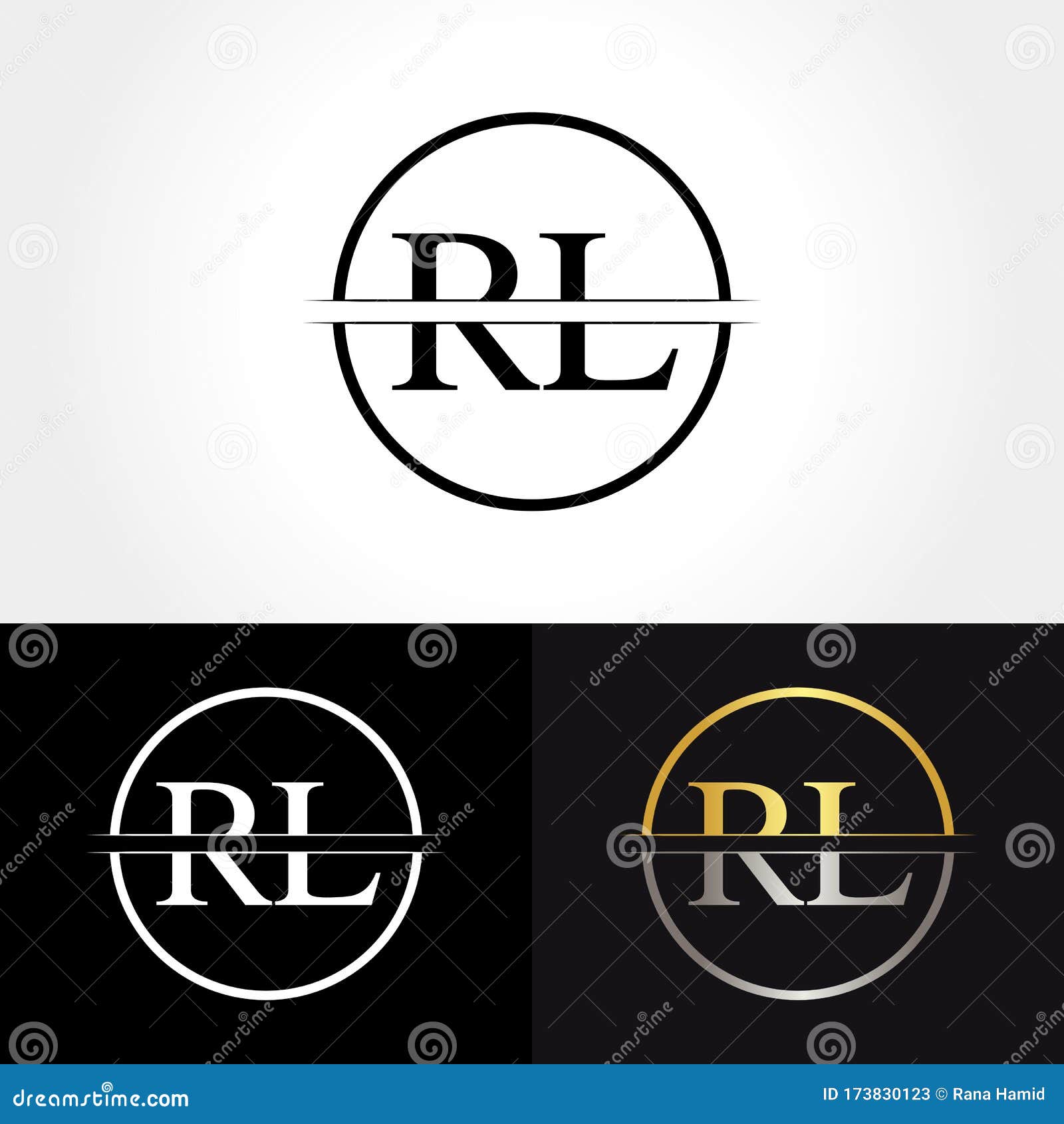 Abstract Letter RL Logo Design Vector Template. Creative Gold and ...