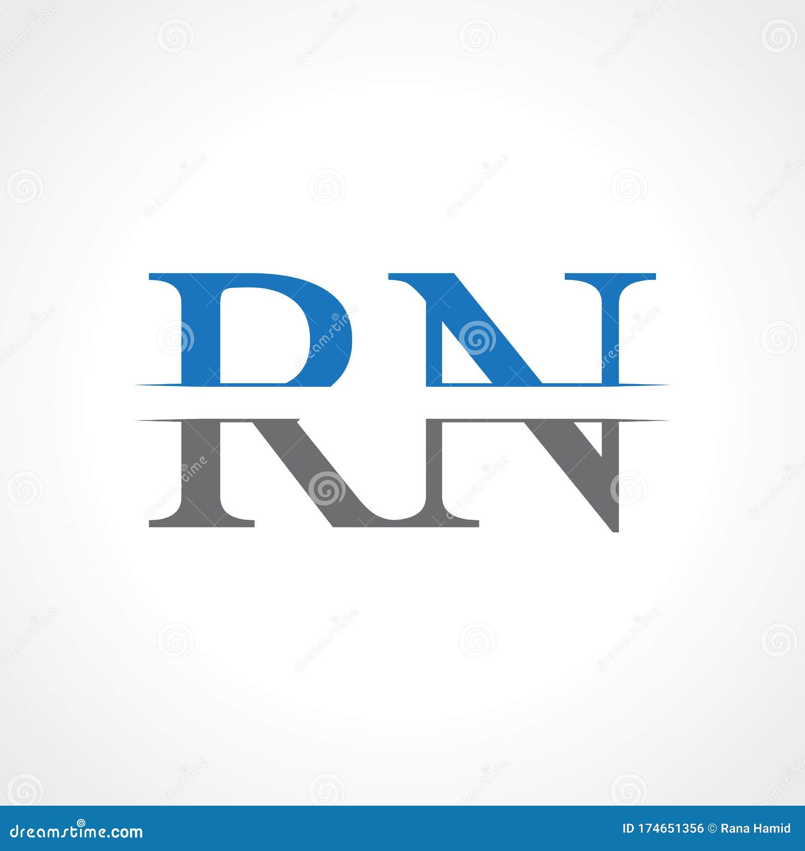 Abstract Letter RN Logo Design Vector Template. Creative Blue and Grey ...