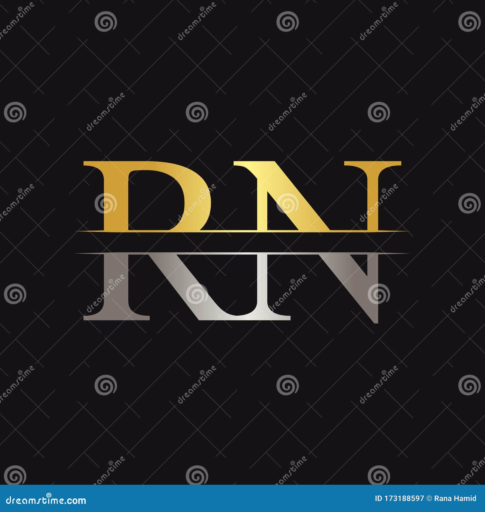 Abstract Letter RN Logo Design Vector Template. Creative Gold and ...