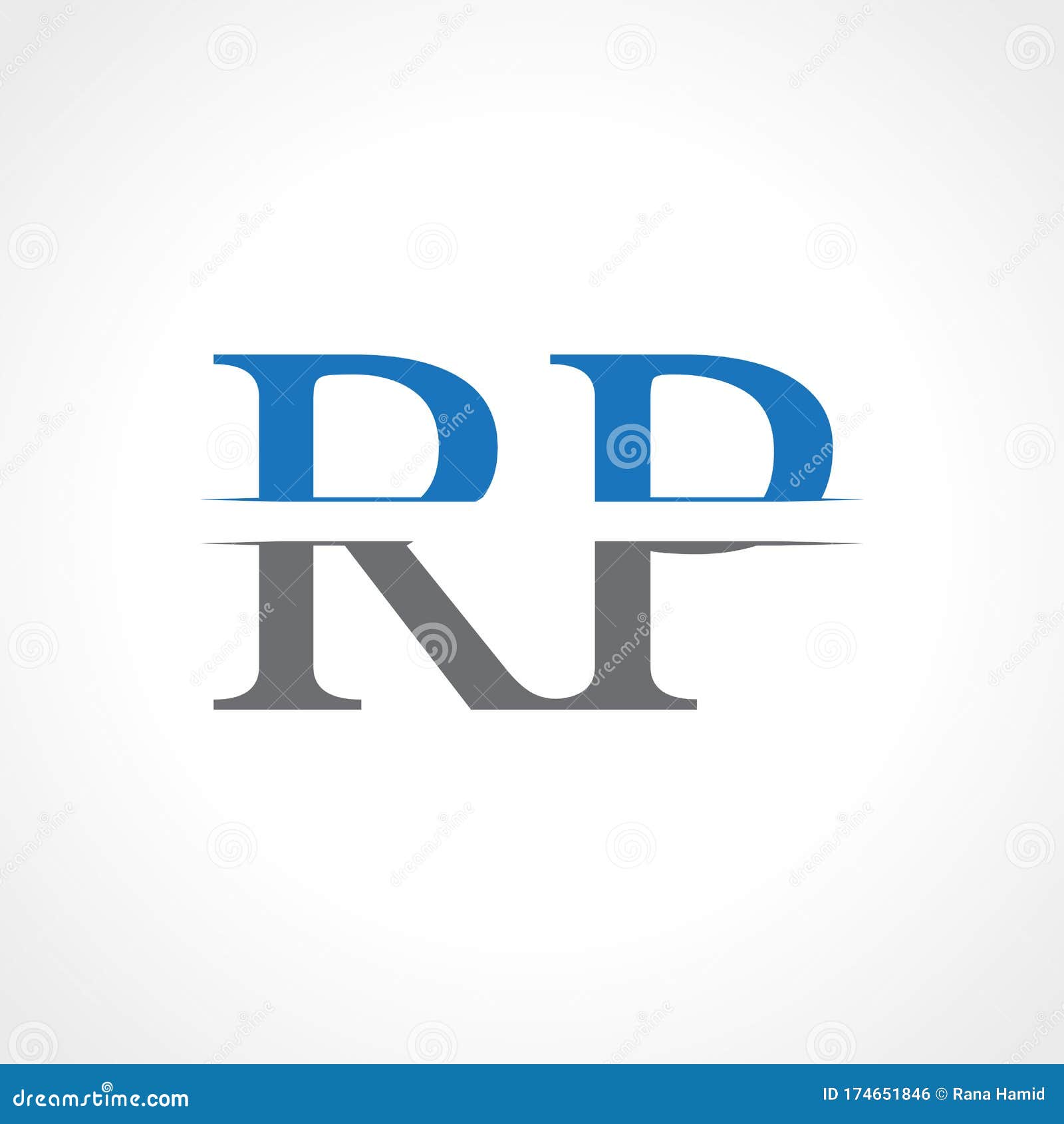 Abstract Letter RP Logo Design Vector Template. Creative Blue and Grey ...