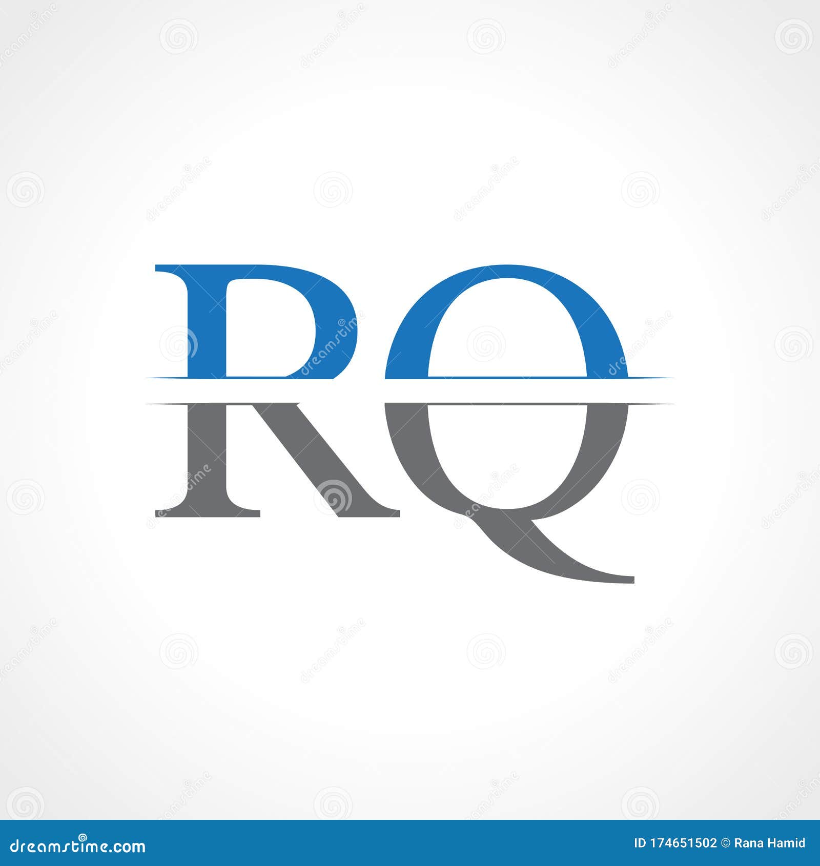 Abstract Letter RQ Logo Design Vector Template. Creative Blue and Grey ...