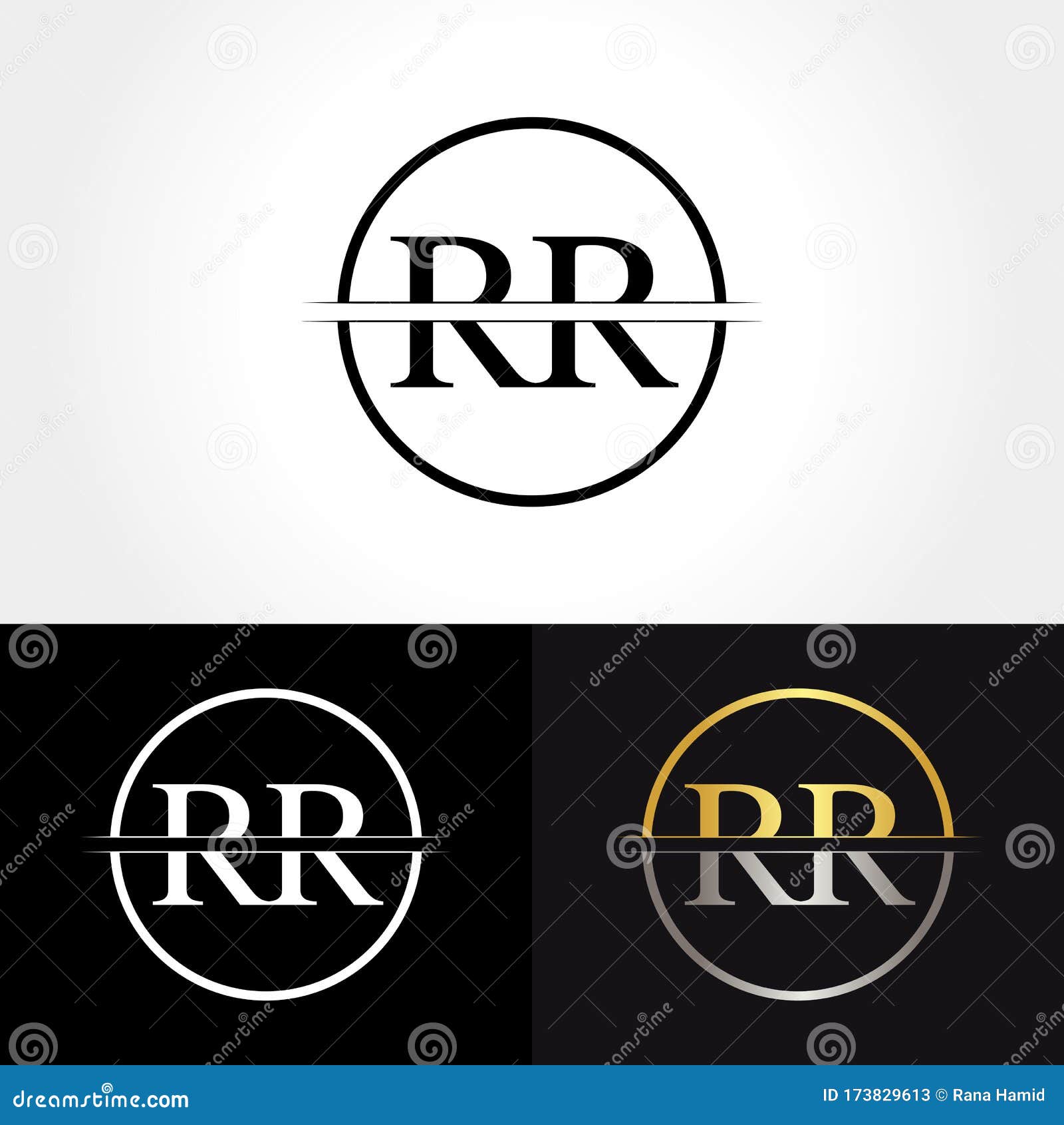 Abstract Letter RR Logo Design Vector Template. Creative Gold and ...
