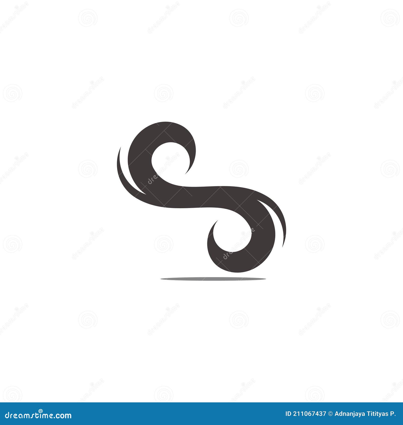 Abstract Letter S Curves Wavy Shape Simple Geometric Vector Stock ...